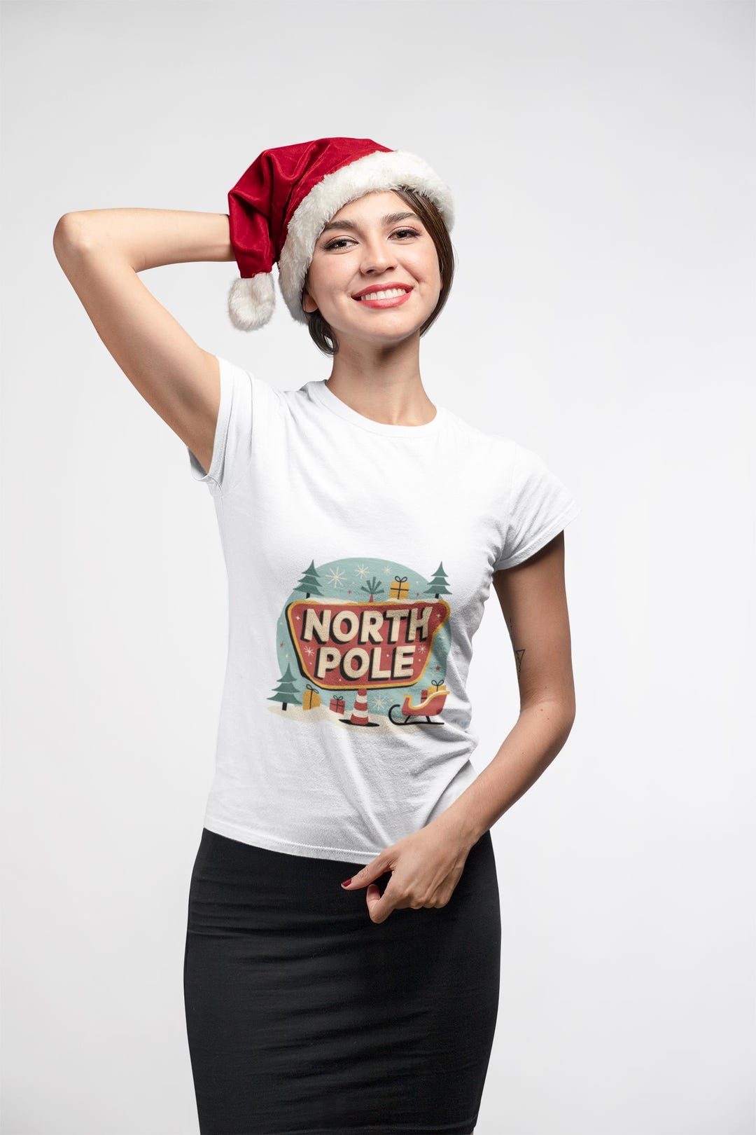 North Pole Sign Tee | Mid Century Christmas, Retro Holiday Sign - Etsy