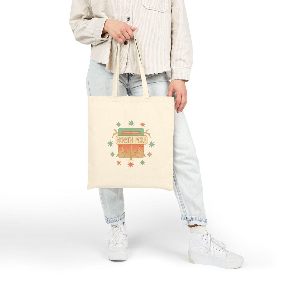 North Pole Retro Sign Tote | Mid Century Christmas, 50s Style Xmas ...