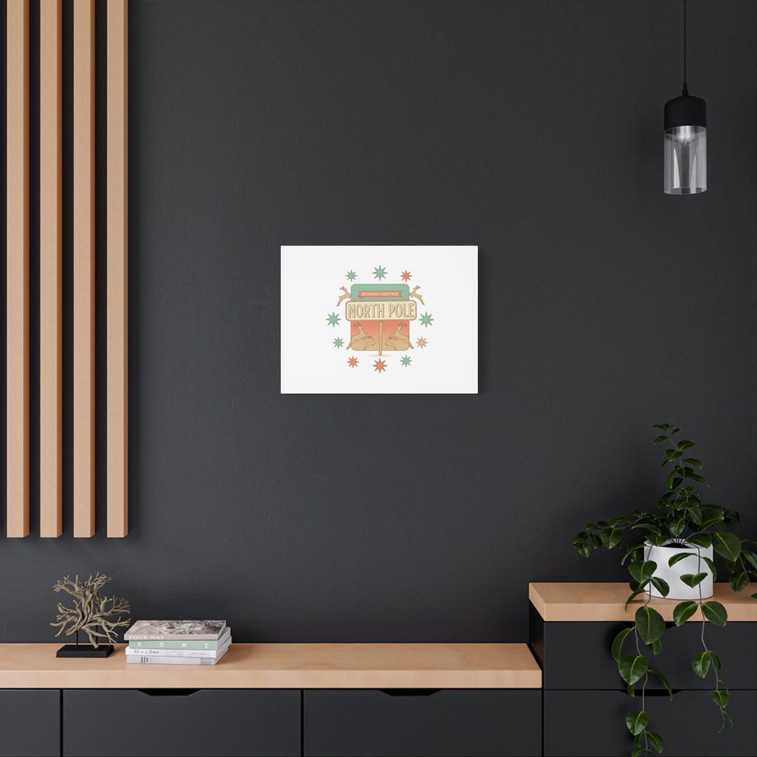 North Pole Retro Sign Canvas | Mid Century Christmas, 50s Style Xmas ...