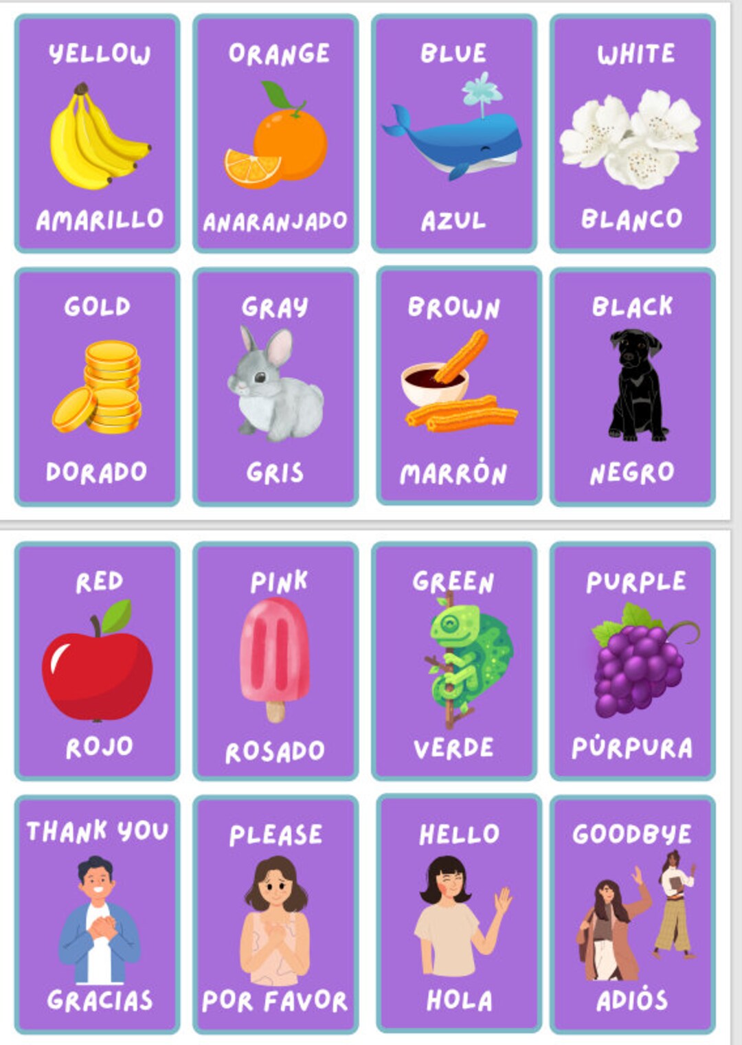 Spanish Colors Flashcards - Etsy