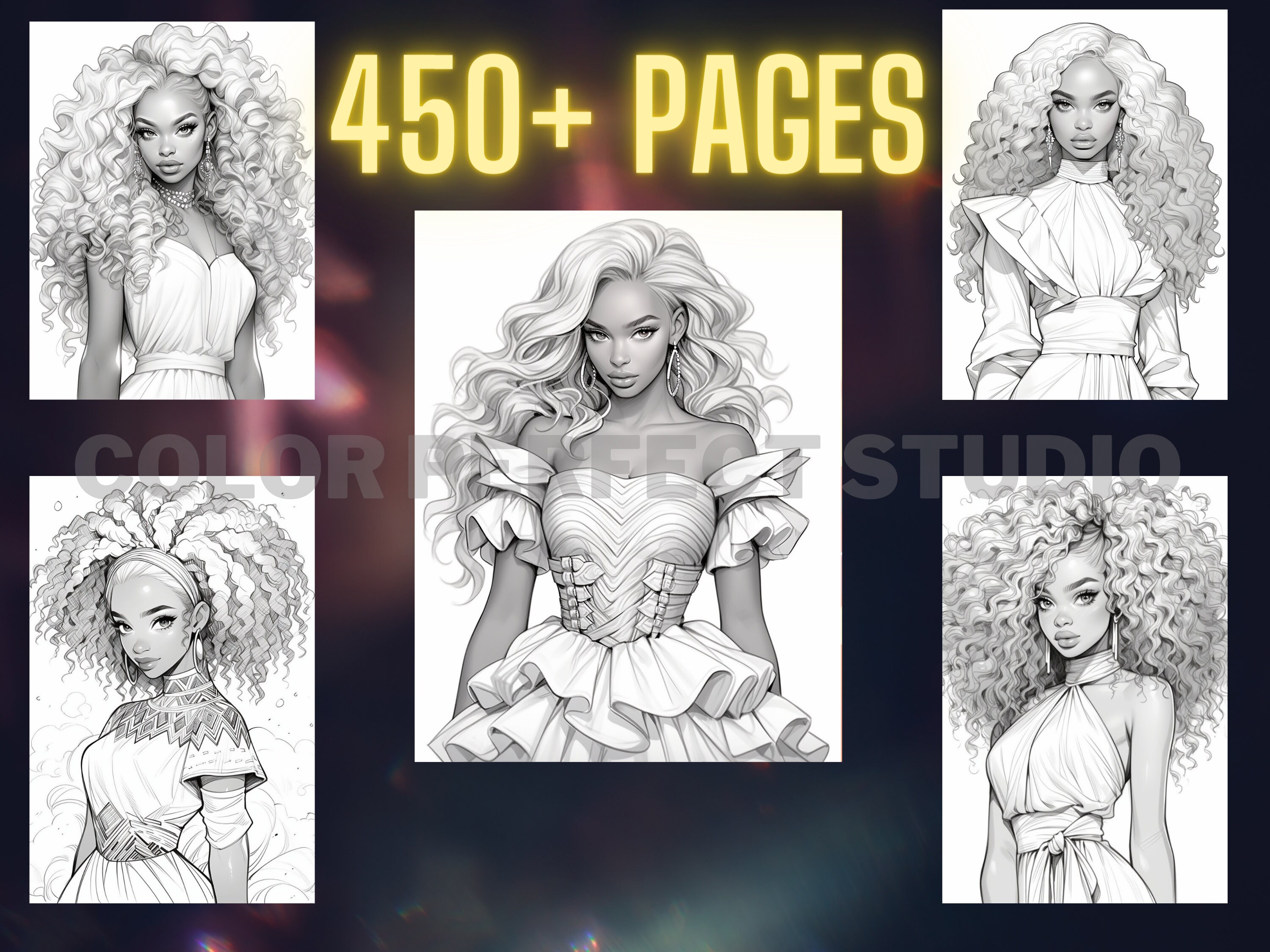 Mega Bundle Black Beauty | 450+ Coloring Pages, Black Girls, Black ...