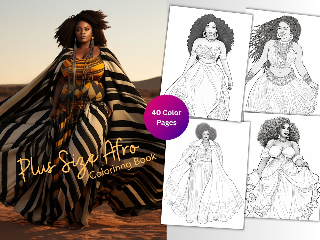 40 Portraits of Beautiful Black Girls Fantasy Coloring Book, Light ...