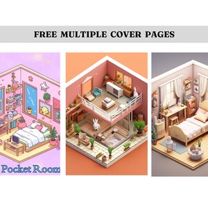 50 Pocket Room: Cute Coloring Book for Relaxing, Interior Isometric ...