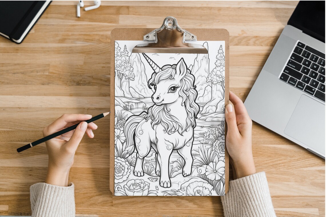25 Flower Unicorns Fantasy Coloring Page Book, Adults Kids Instant ...