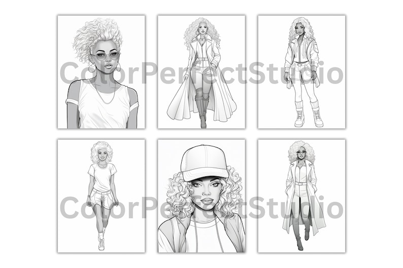 70 Portraits of Beautiful Black Girls Fantasy Coloring Book, Light ...