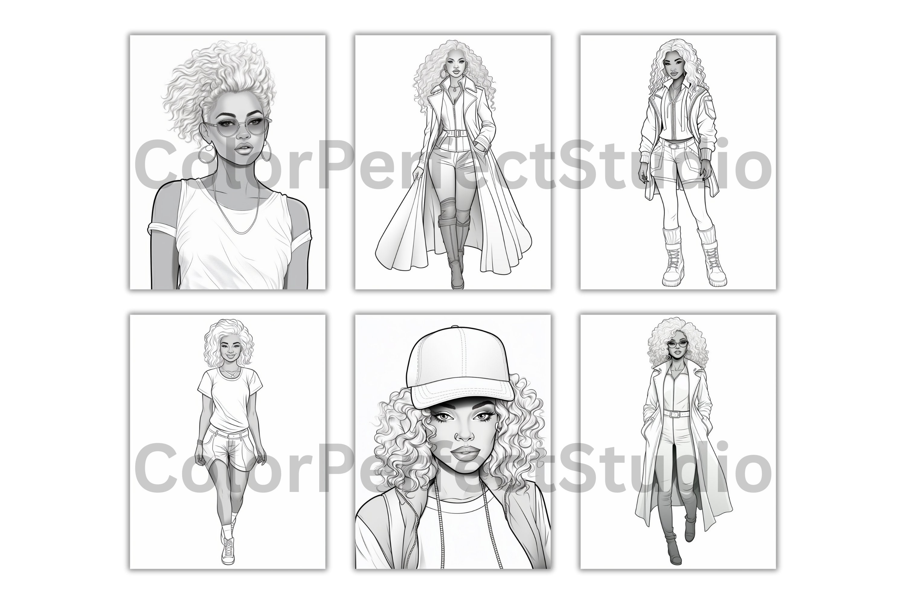 70 Portraits of Beautiful Black Girls Fantasy Coloring Book, Light ...