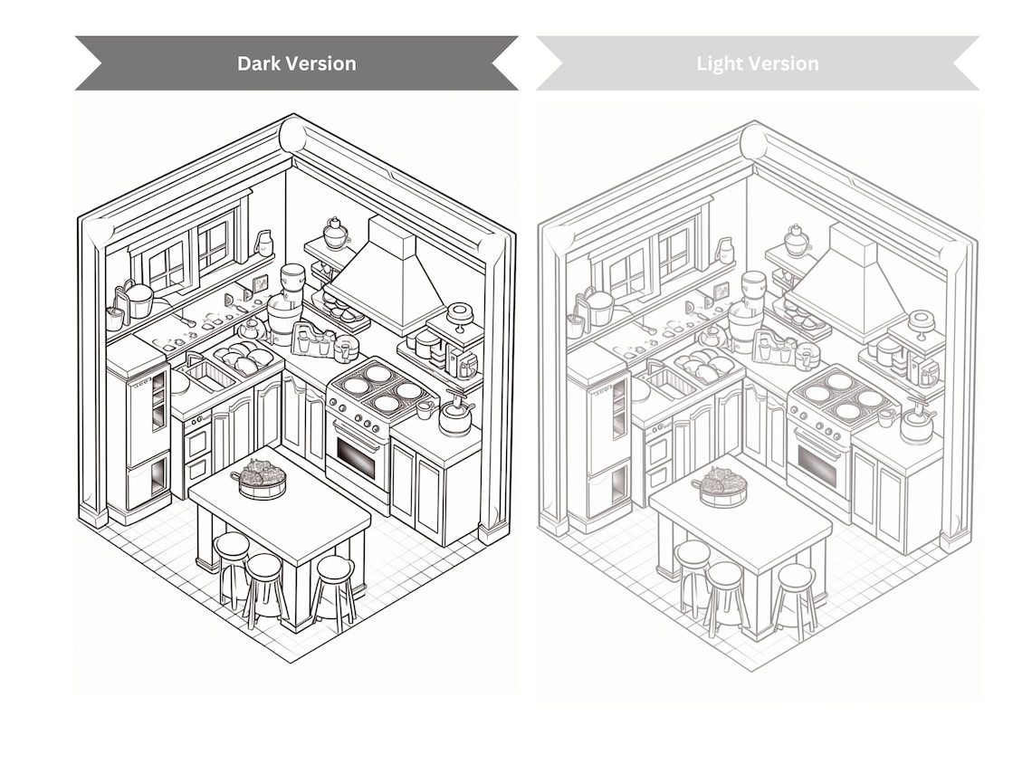 50 Pocket Room: Cute Coloring Book for Relaxing Interior - Etsy