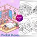 50 Pocket Room: Cute Coloring Book for Relaxing Interior - Etsy