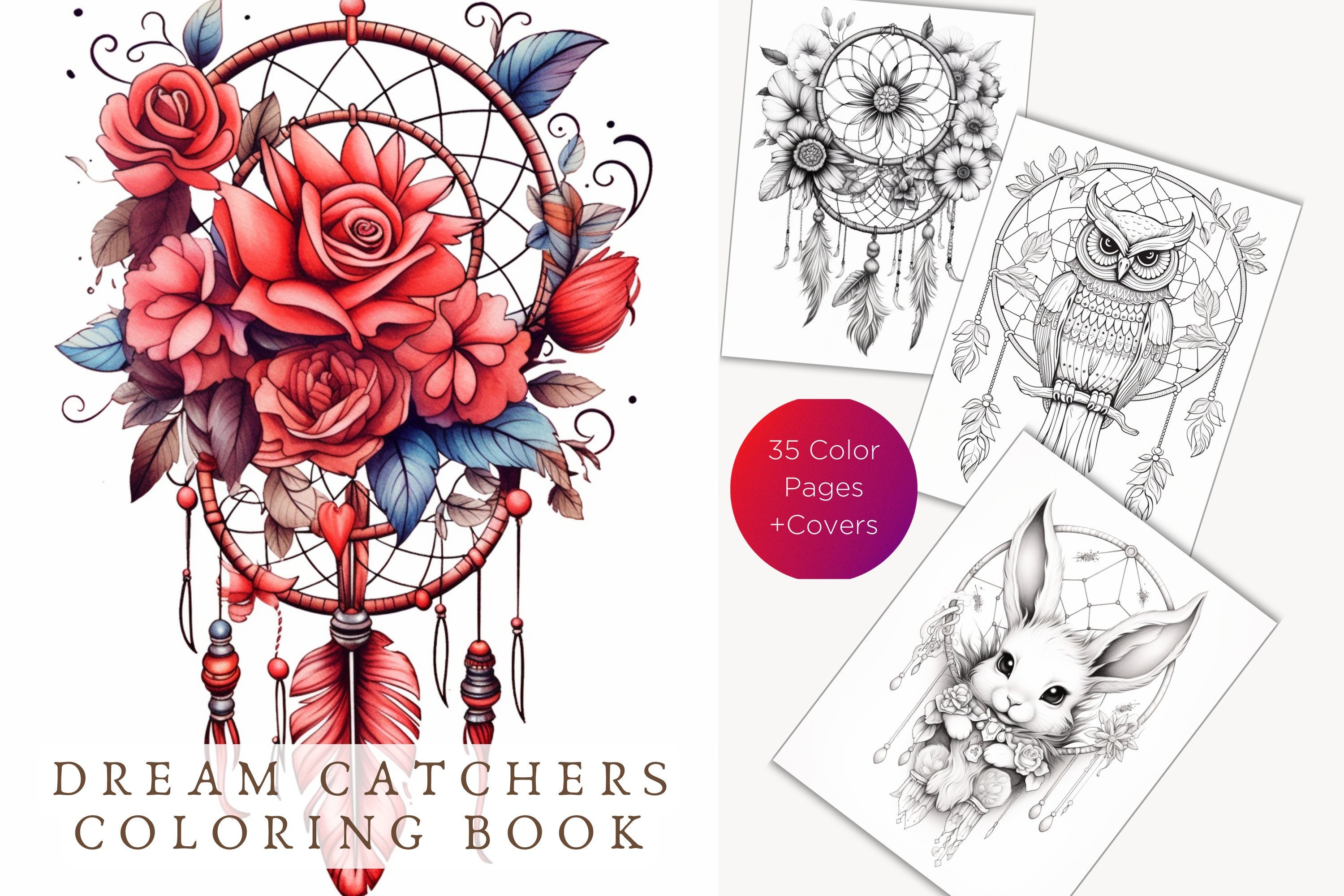 35 Dream Catchers Coloring Book Page, Adults Kids Instant Download ...