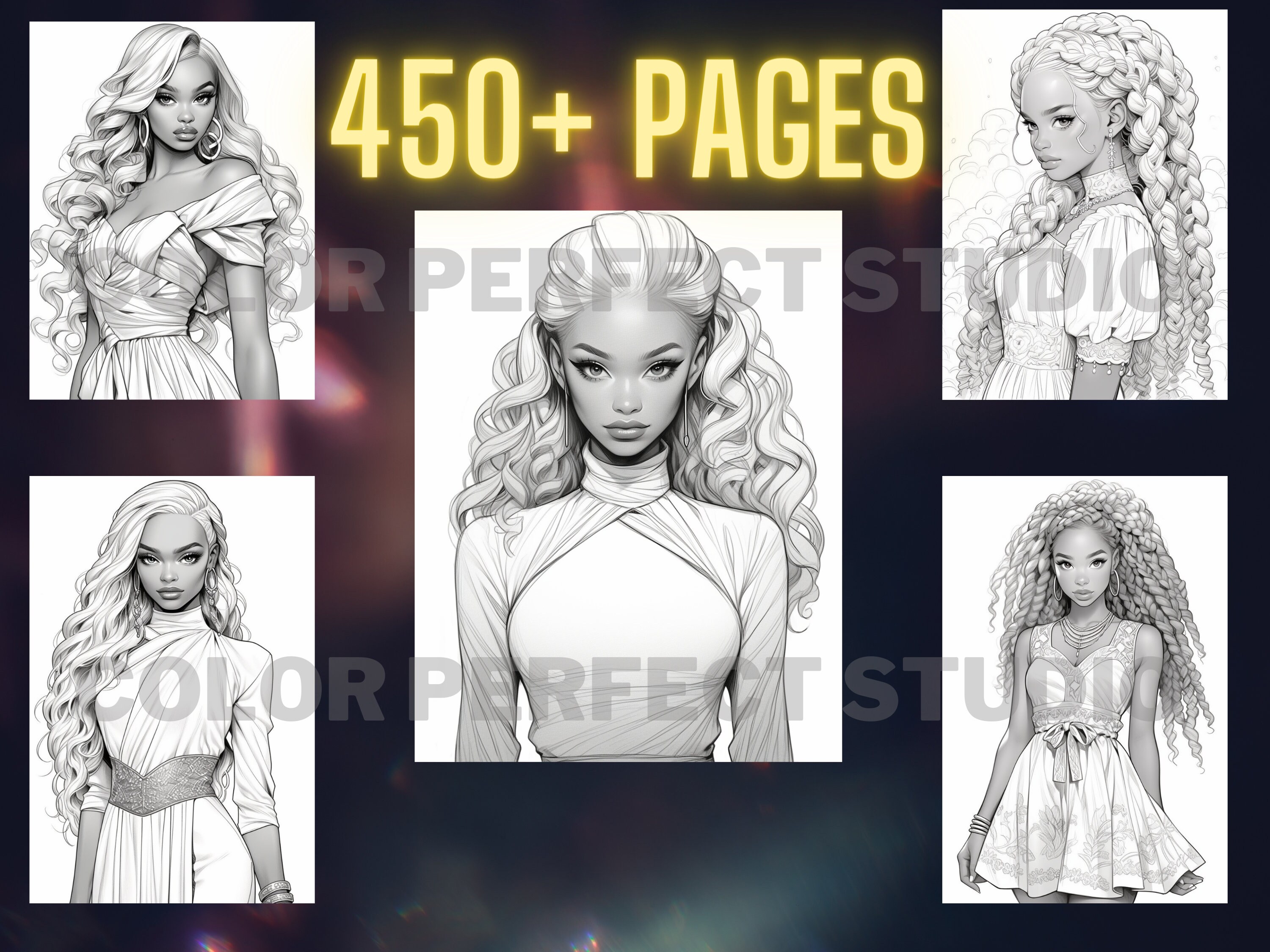 Mega Bundle Black Beauty | 450+ Coloring Pages, Black Girls, Black ...