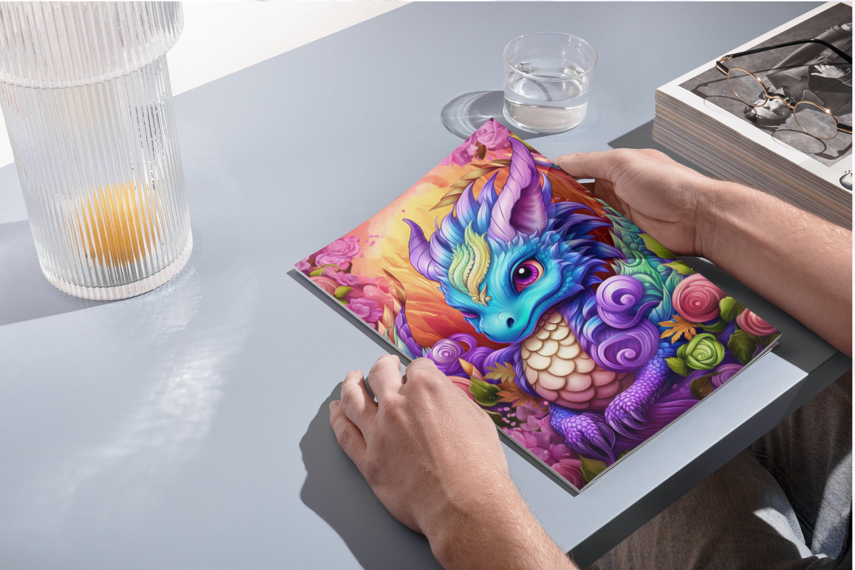 Baby Flower Dragon Fantasy Coloring Page Book, Adults Kids Instant ...