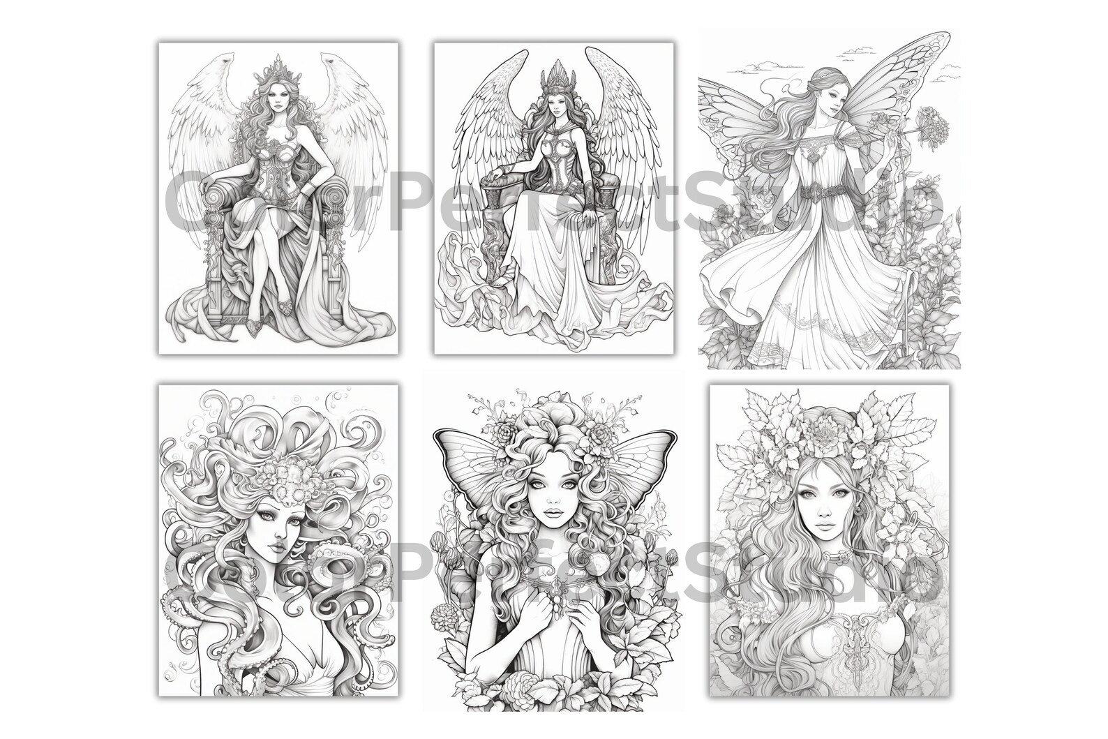 Dreamy Fairy Girls: 25 Page Coloring Book for Adults and Children ...