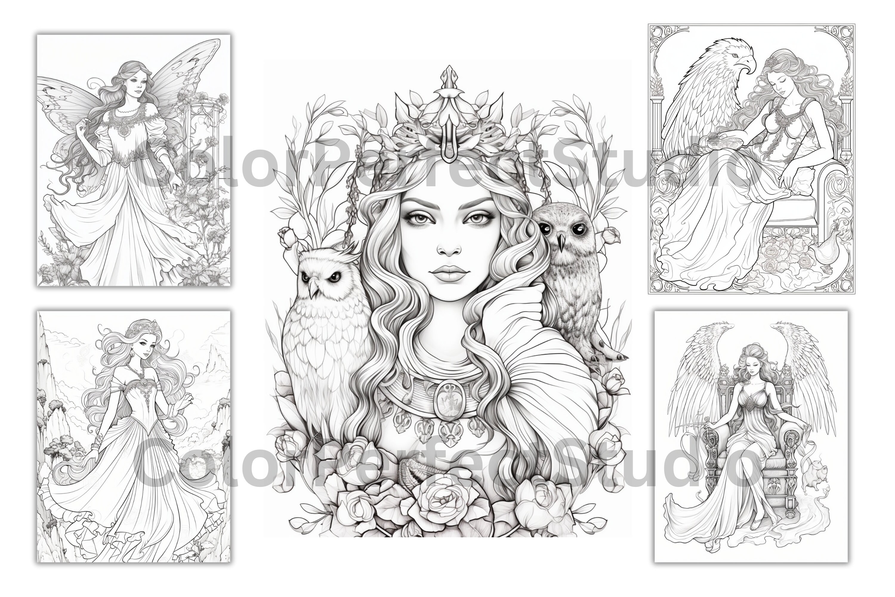 Dreamy Fairy Girls: 25 Page Coloring Book for Adults and Children ...