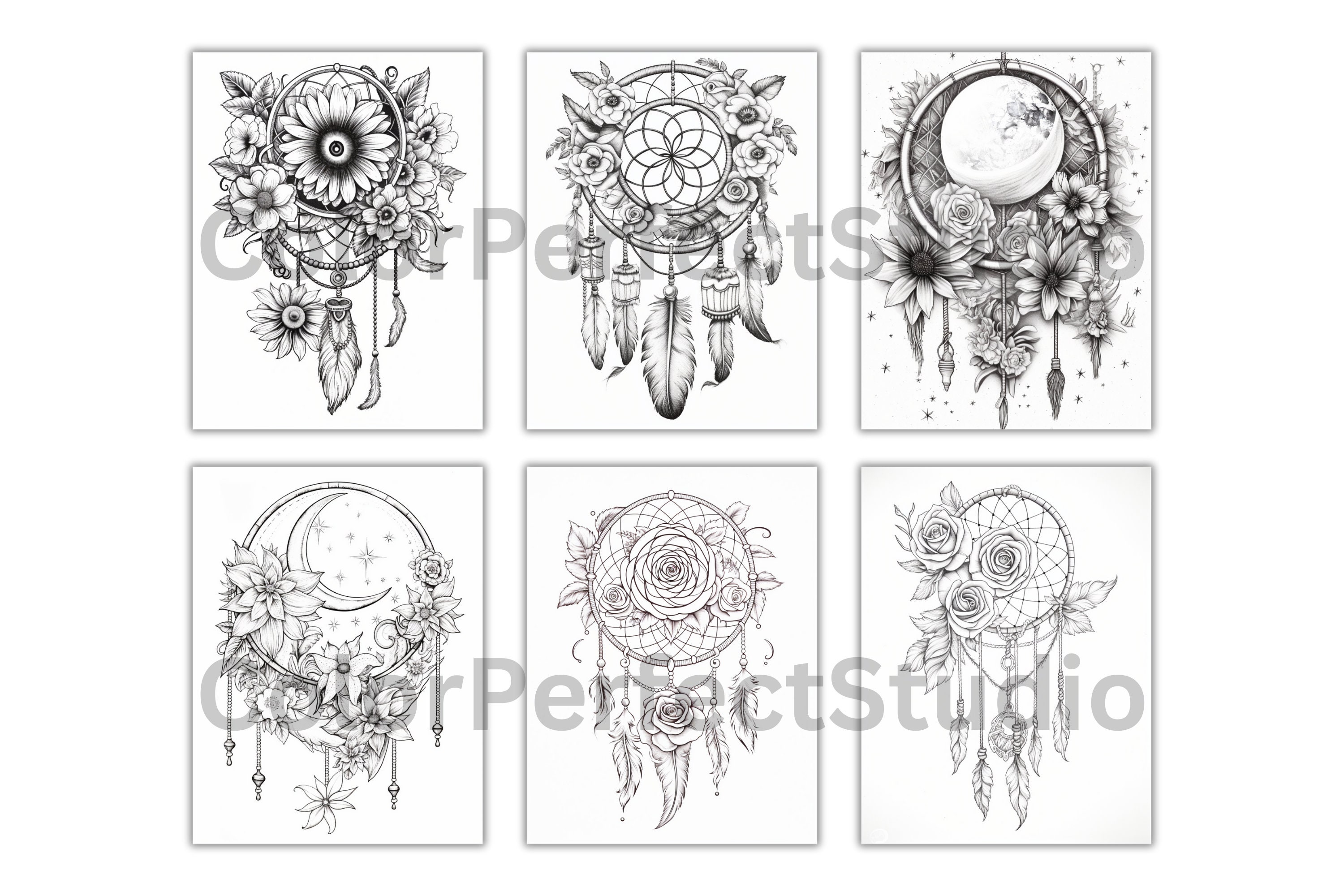 35 Dream Catchers Coloring Book Page, Adults Kids Instant Download ...