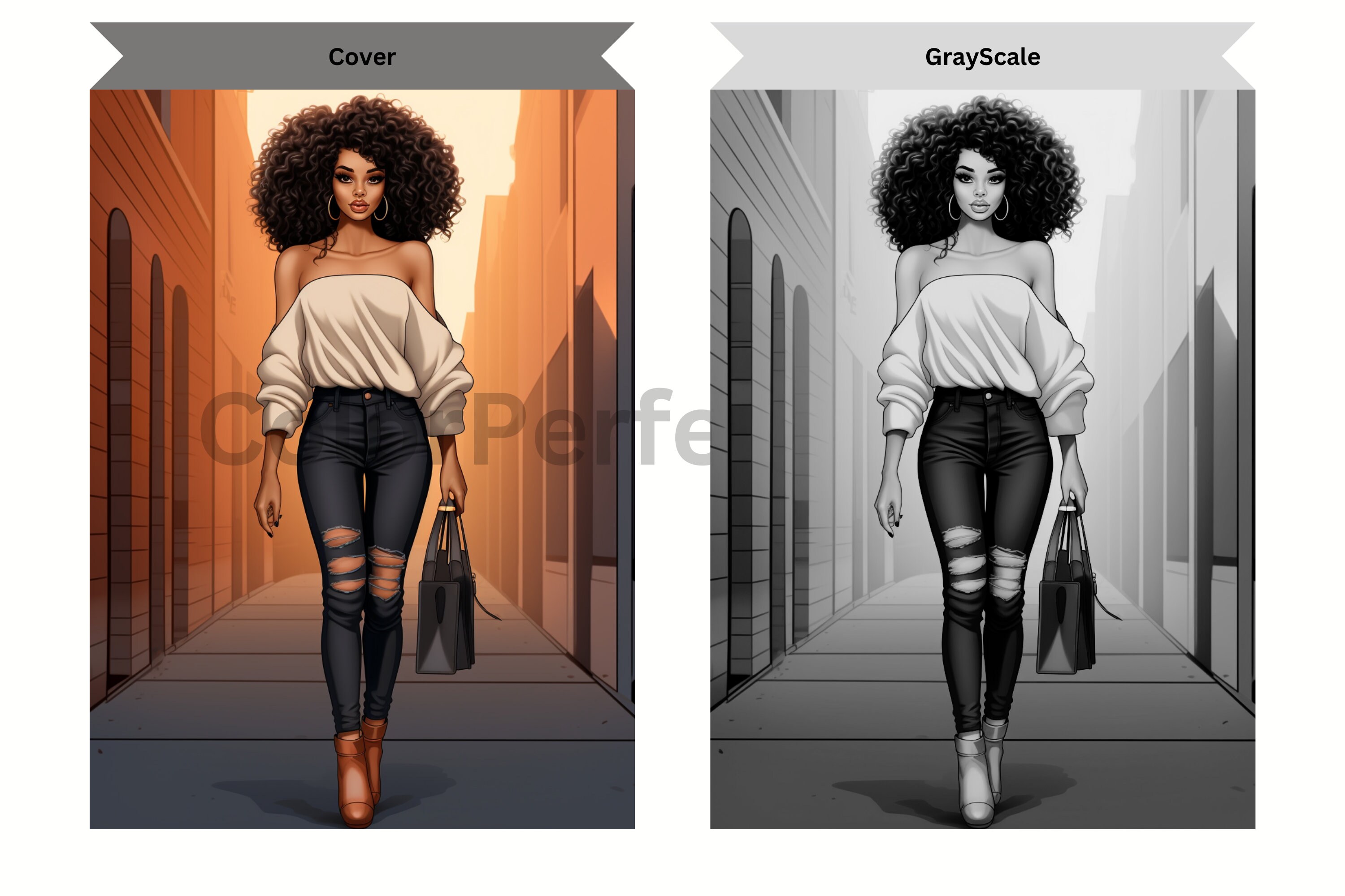70 Portraits of Beautiful Black Girls Fantasy Coloring Book, Light ...