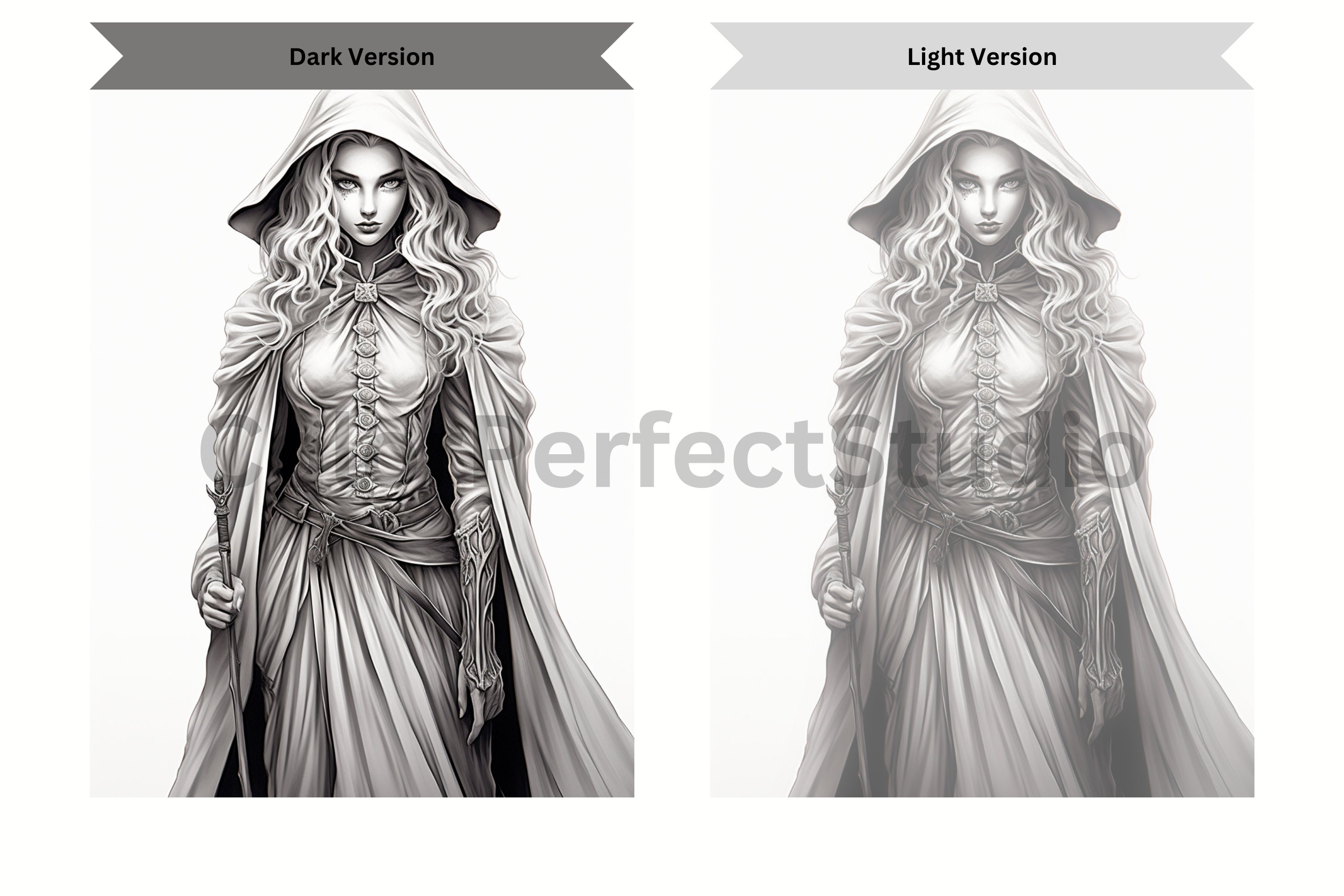 58 Cosplay Costume Girls Coloring Pages, Adults Halloween Fun, Digital ...