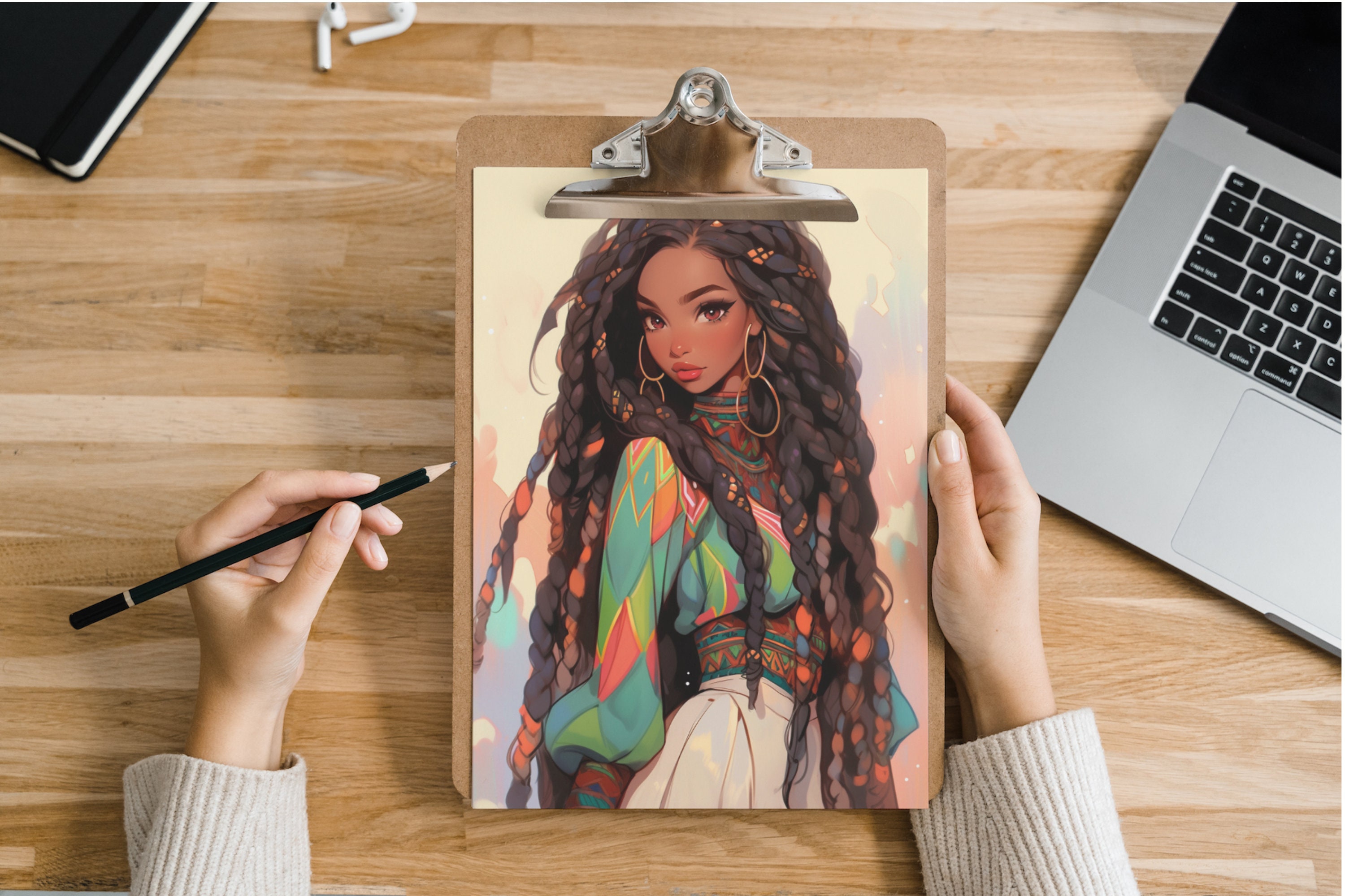 76 Portraits of Beautiful Black Girls Fantasy Coloring Book, Light ...