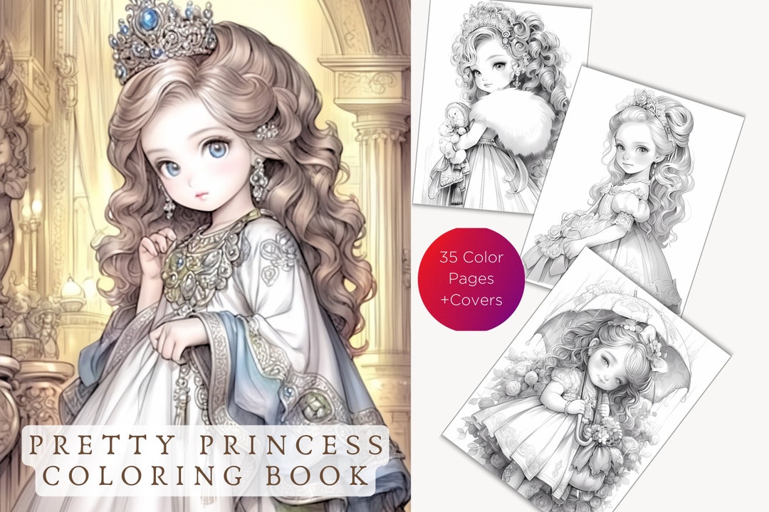 35 Adult Fairie Coloring Book of Cute Young Princess, Victorian Girls ...