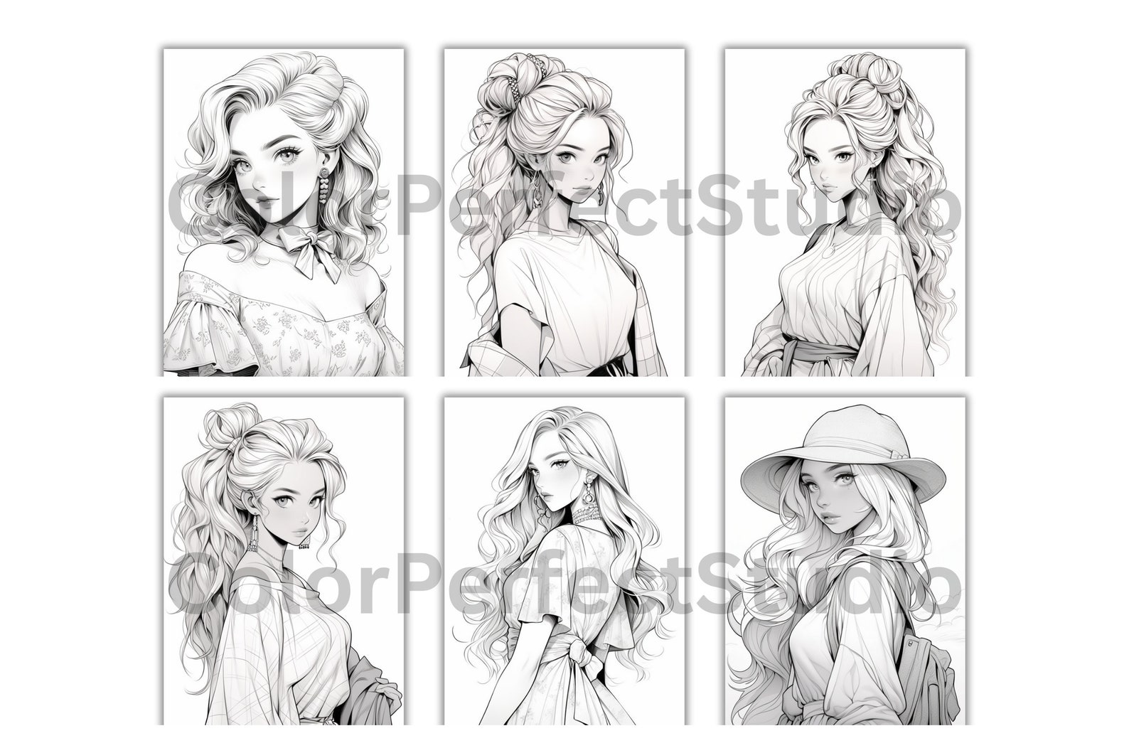 45 Barbie Style Girls Part 1 Digital Coloring Pages Book Fashion Girls ...