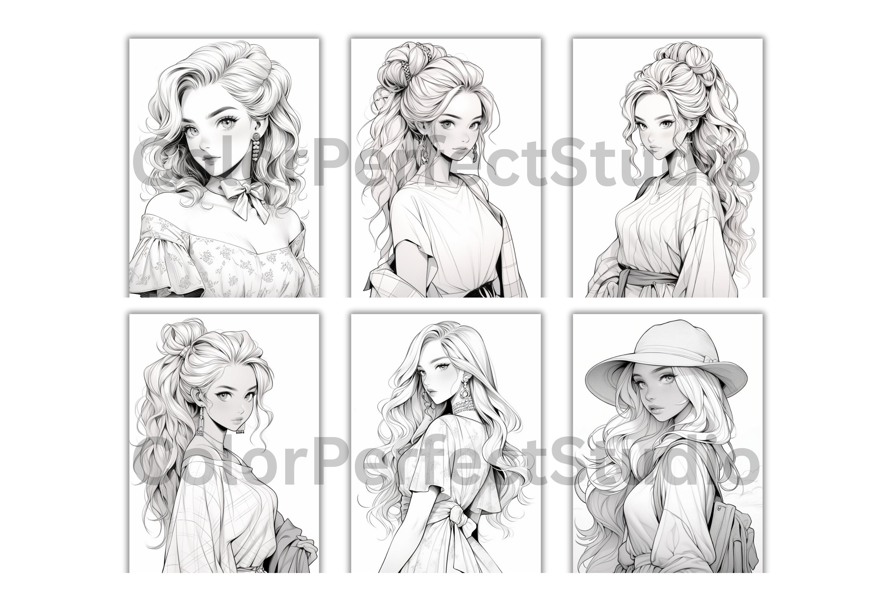 45 Barbie Style Girls Part 1 Digital Coloring Pages Book Fashion Girls ...