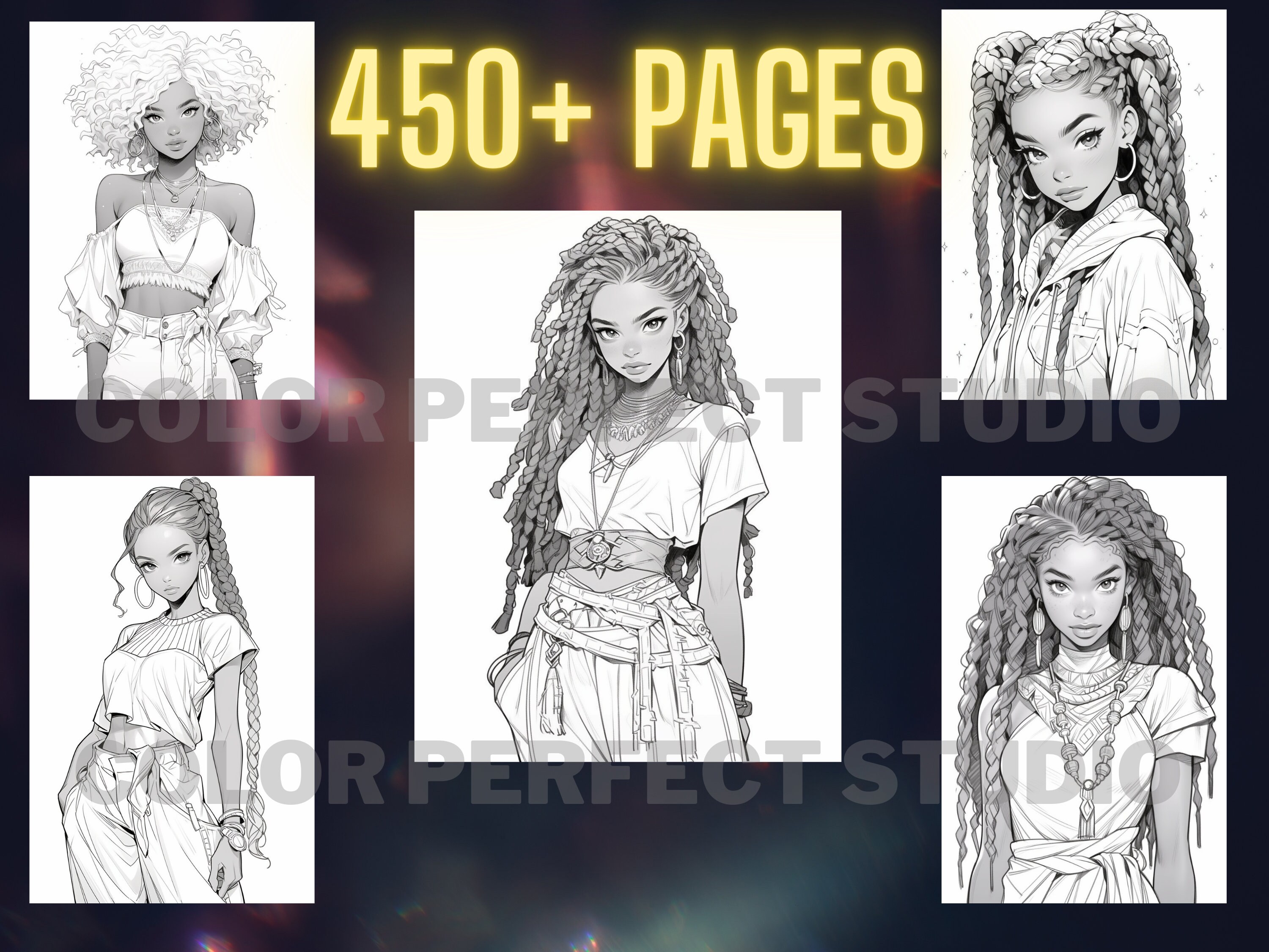 Mega Bundle Black Beauty | 450+ Coloring Pages, Black Girls, Black ...