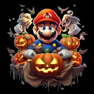 Super Halloween Mario Bros Invitation Clipart Design PNG Instant ...