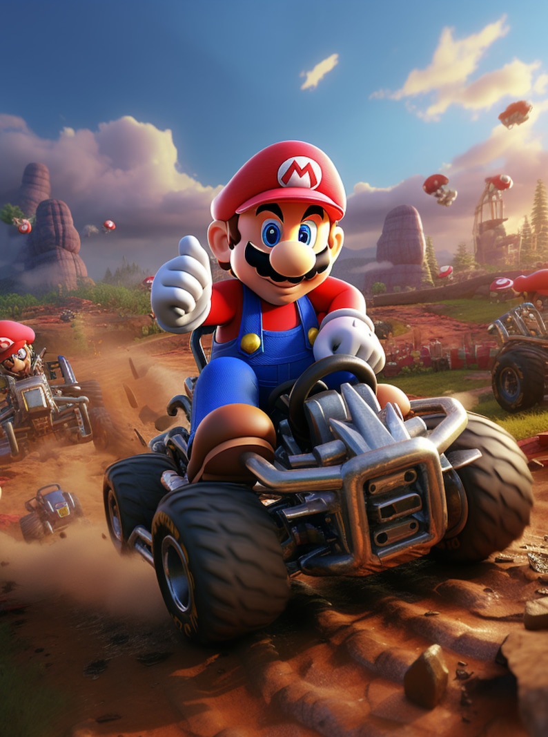 Mario Kart Poster PNG Super Mario Bros Digital Printable Prints Wall ...