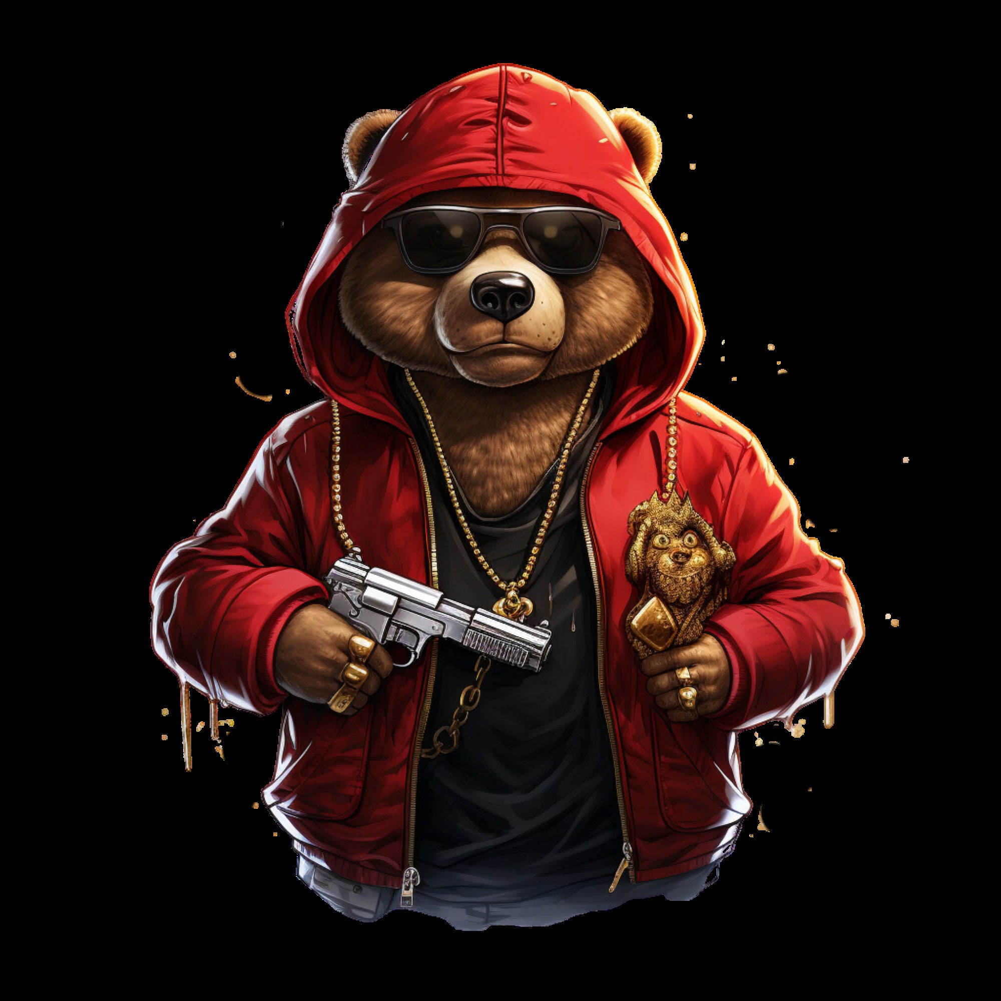 35 T-shirt Design Bundle Gangsta Hip Hop Teddy Bear Streatwear Png Golden Money Svg Instant ...