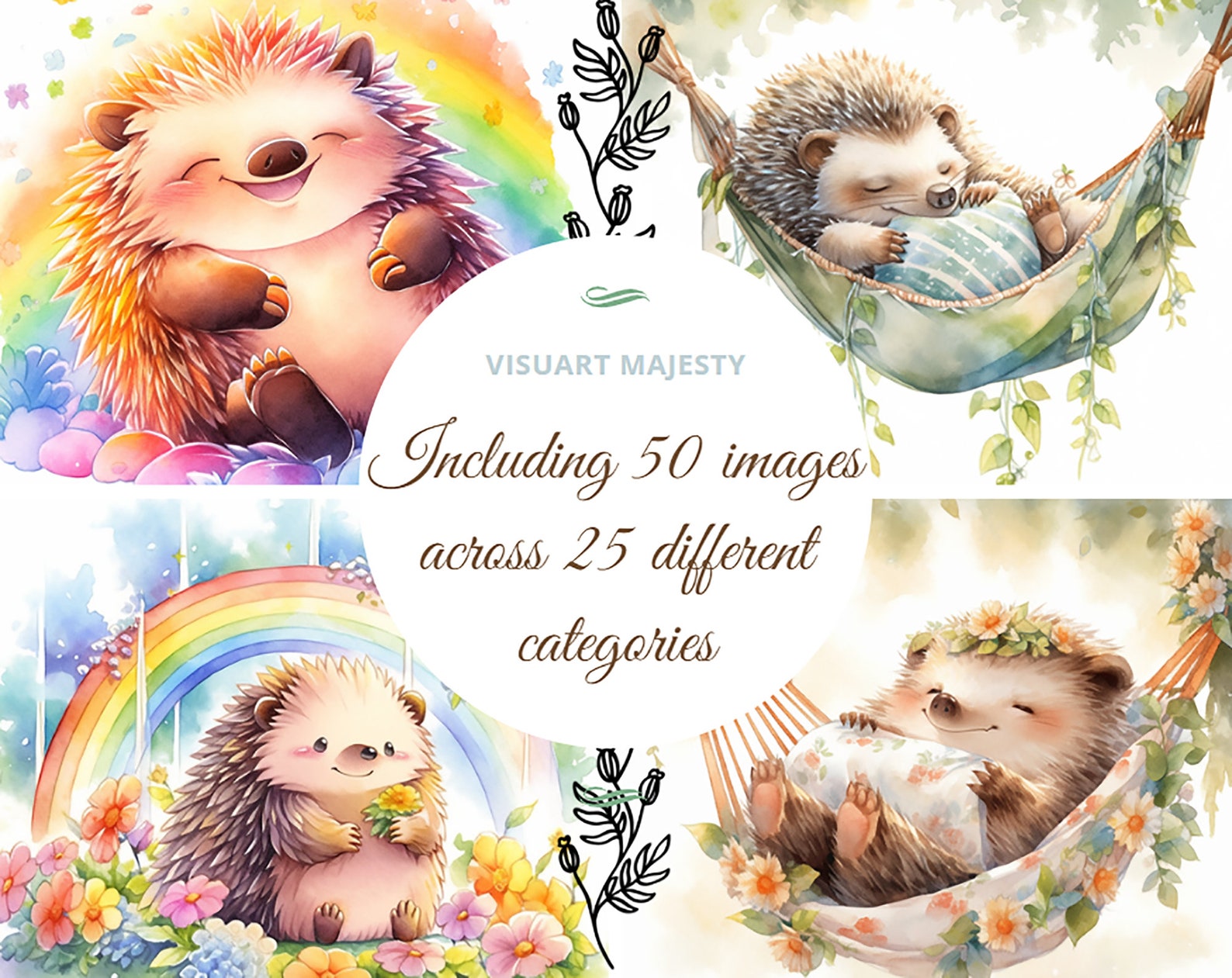 Hedgehog Png, Watercolor Clipart, Baby Shower Decor, Clip Art Bundle ...