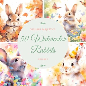 Rabbit Png, Watercolor Clipart, Baby Shower Decor, Clip Art Bundle ...