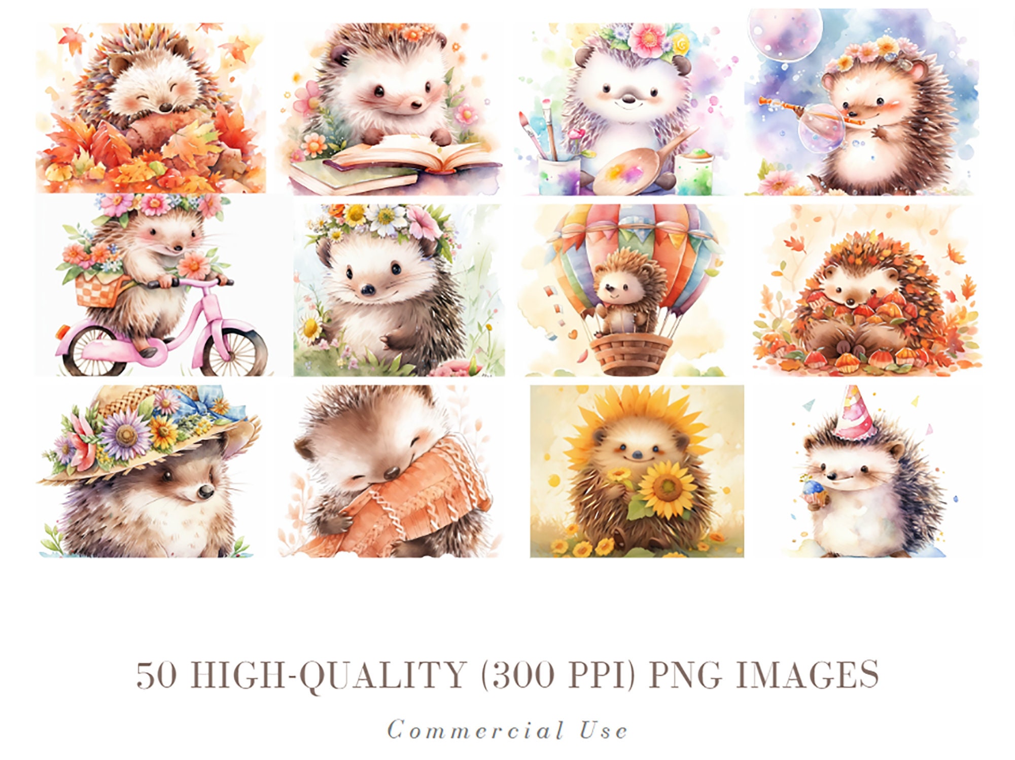 Hedgehog Png, Watercolor Clipart, Baby Shower Decor, Clip Art Bundle ...