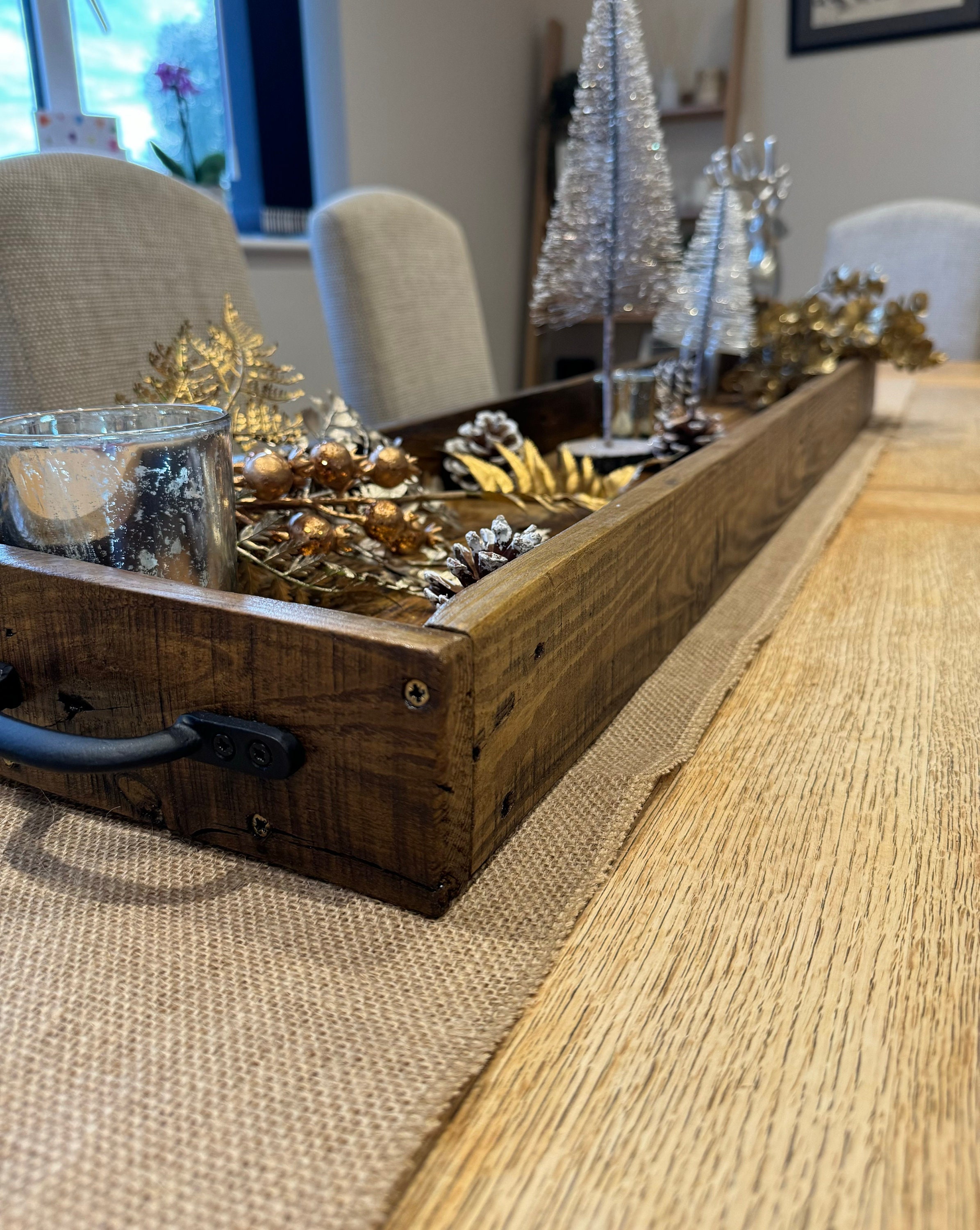 RUSTIC WOODEN TRAY Table Runner Ottoman Tray Decorative - Etsy UK