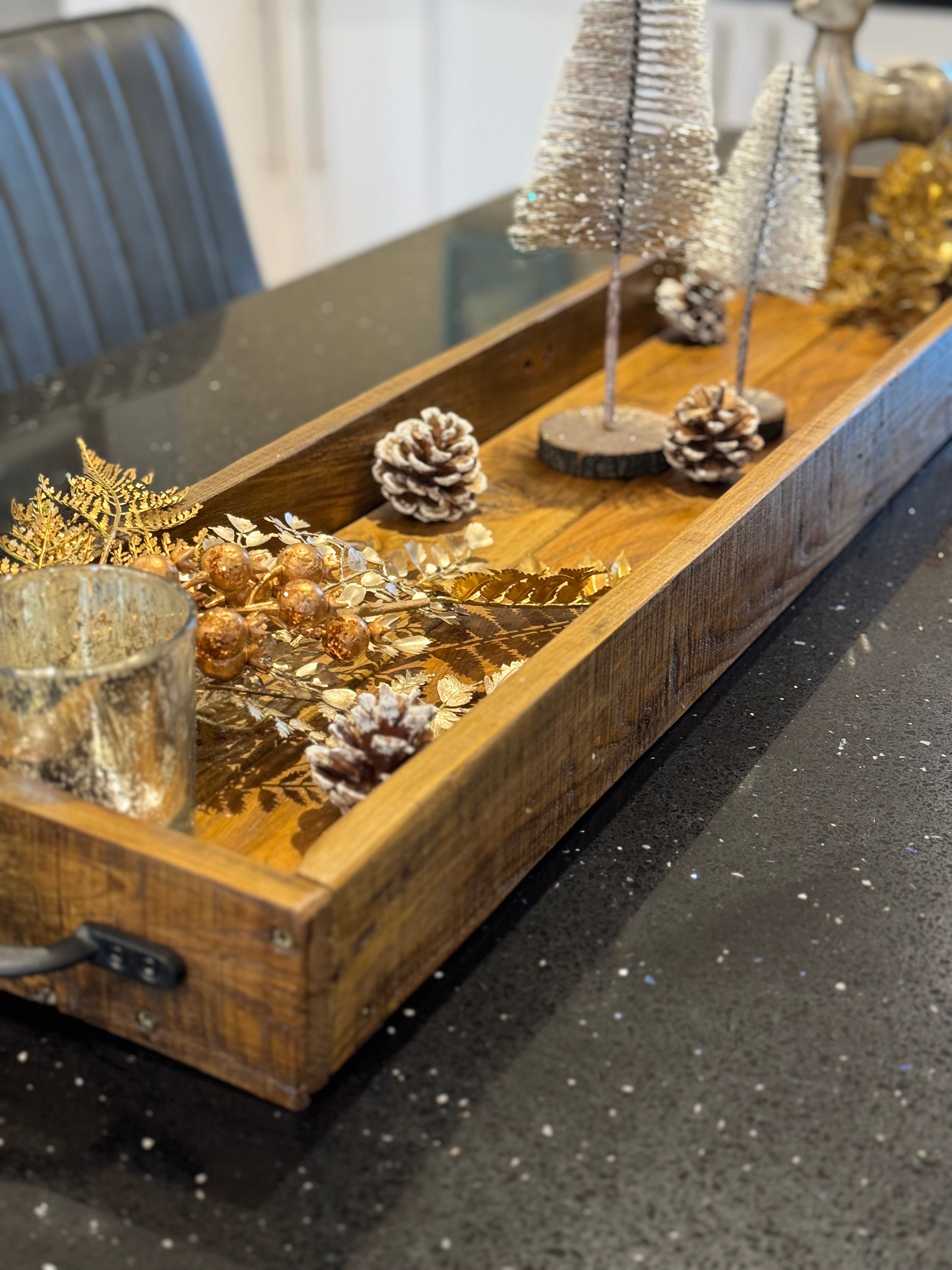 RUSTIC WOODEN TRAY Table Runner Ottoman Tray Decorative - Etsy UK