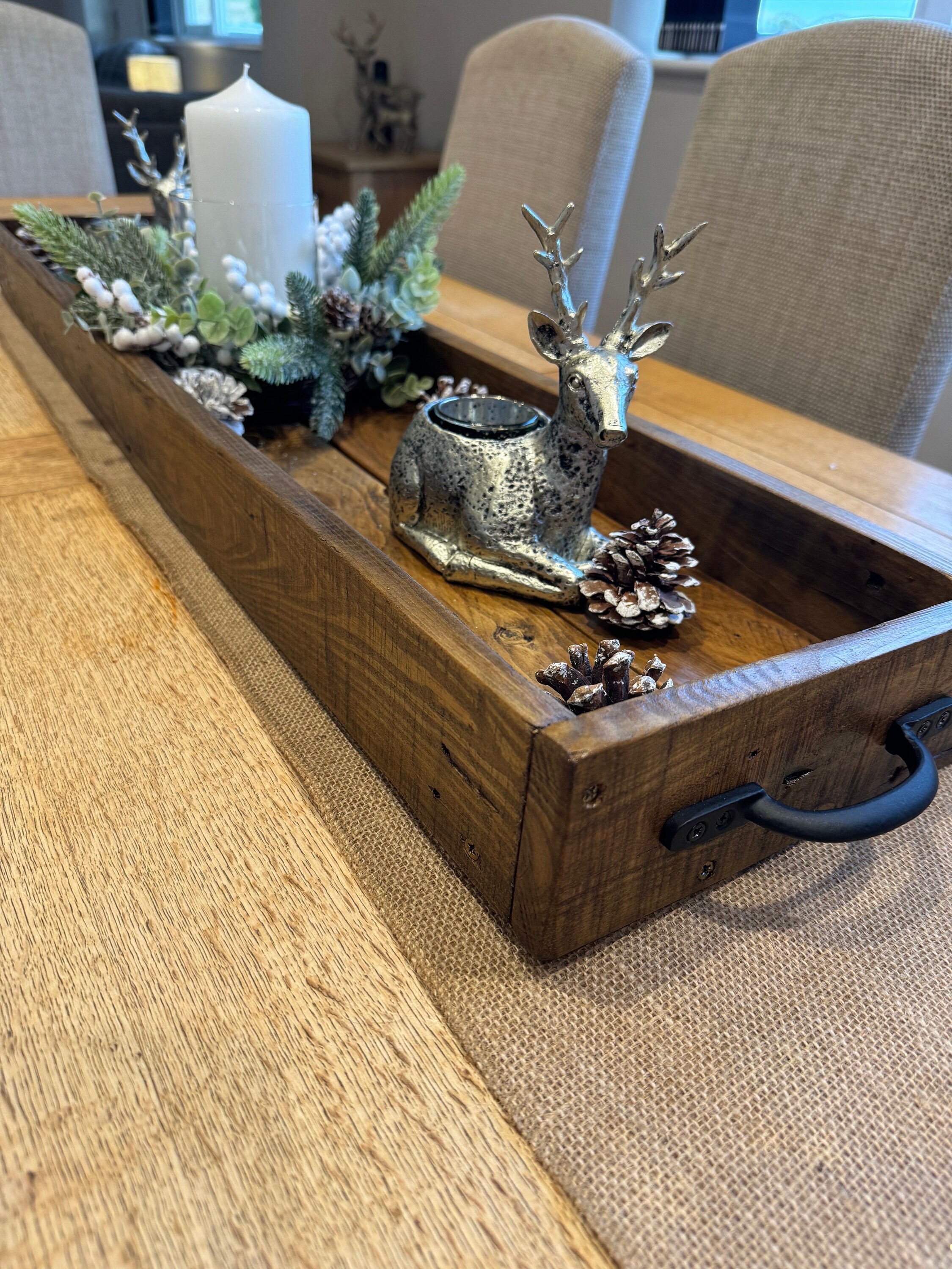 RUSTIC WOODEN TRAY Table Runner Ottoman Tray Decorative - Etsy UK