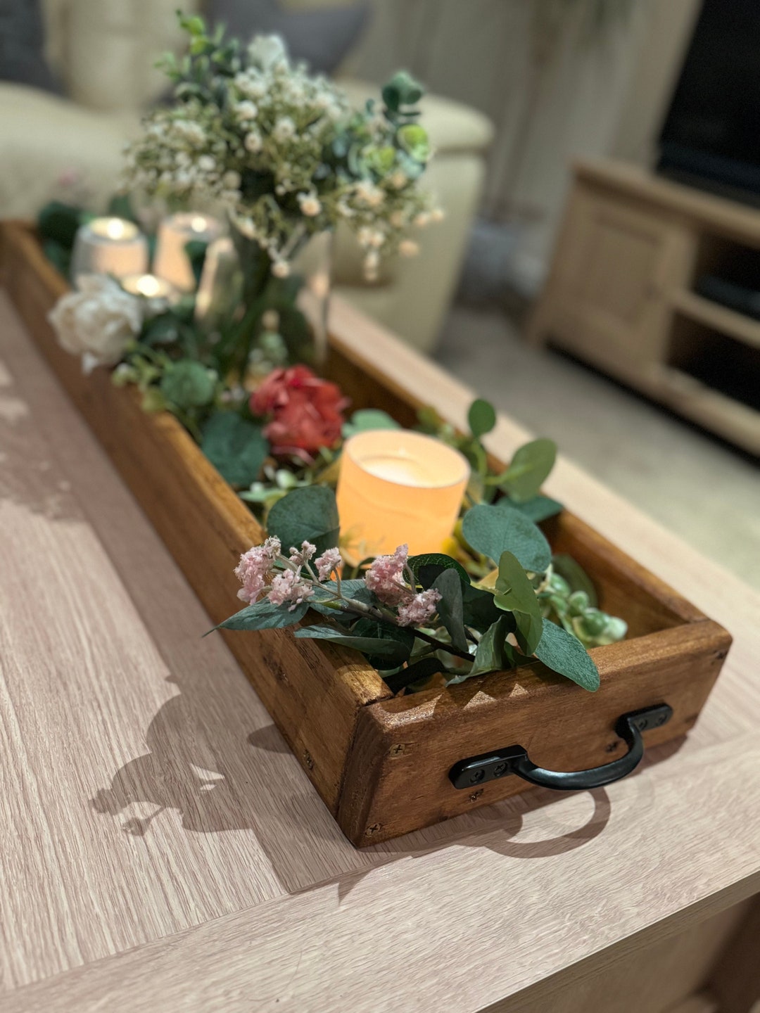 RUSTIC WOODEN TRAY | Table Runner | Ottoman Tray | Decorative Tray ...