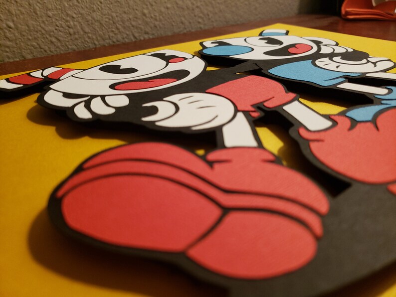 Cuphead & Mugman Papercraft Wall Art - Etsy