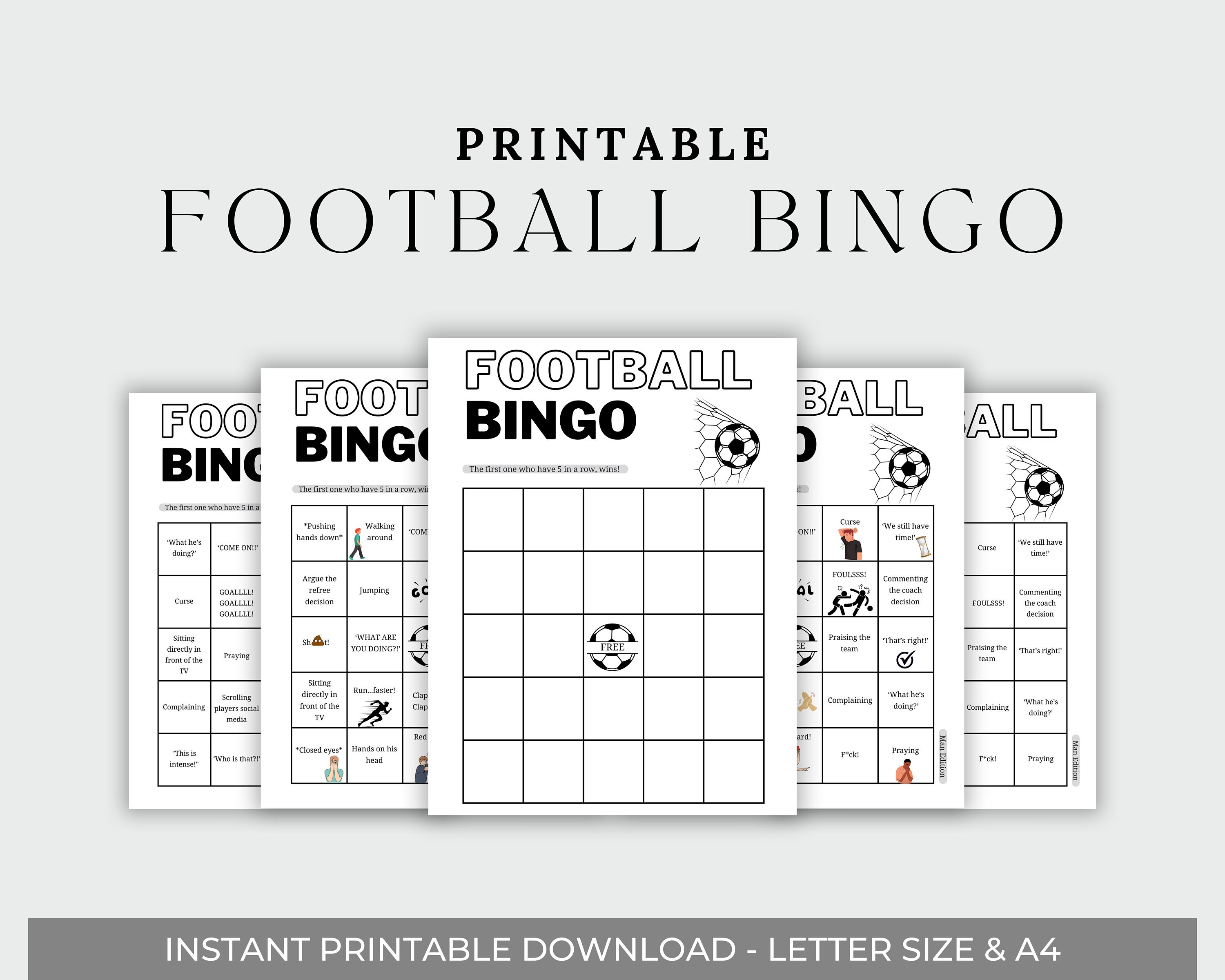 Football Bingo, Game Day Bingo - Husband Edition, Boyfriend Bingo ...