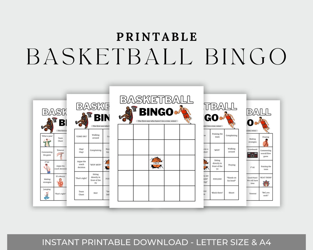 Basketball Bingo, NPL Bingo, NBA Bingo, Game Day Bingo - Husband ...