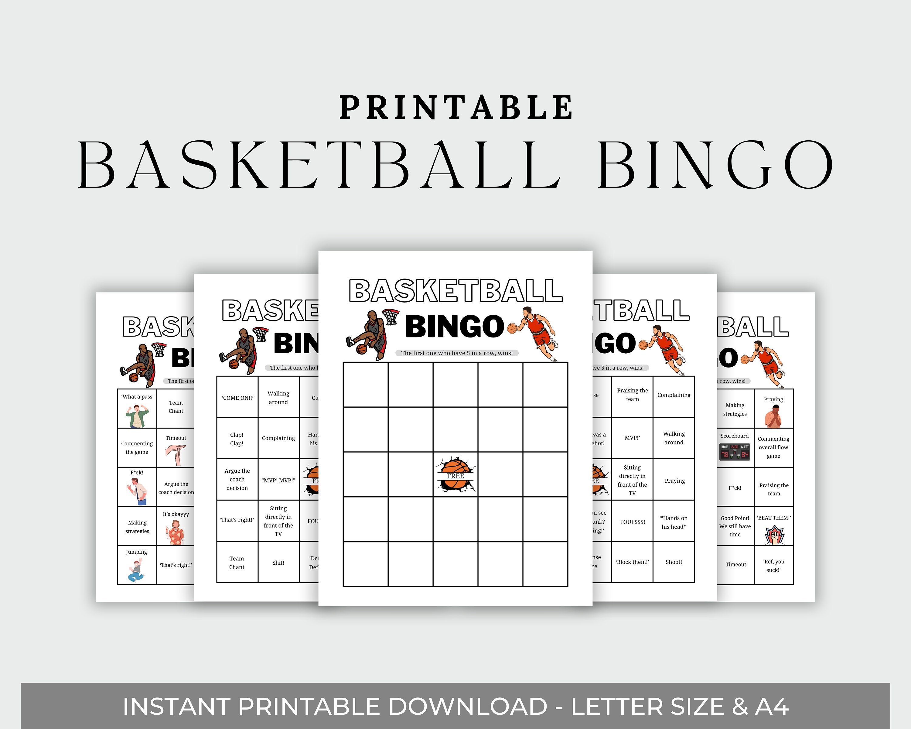 Basketball Bingo, NPL Bingo, NBA Bingo, Game Day Bingo - Husband ...