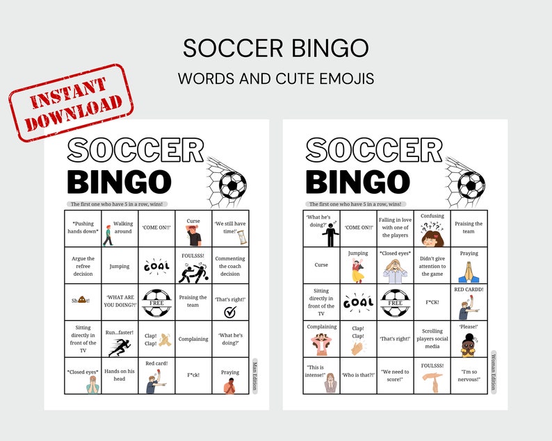 Soccer Bingo, Football Bingo, Game Day Bingo - Husband Edition ...