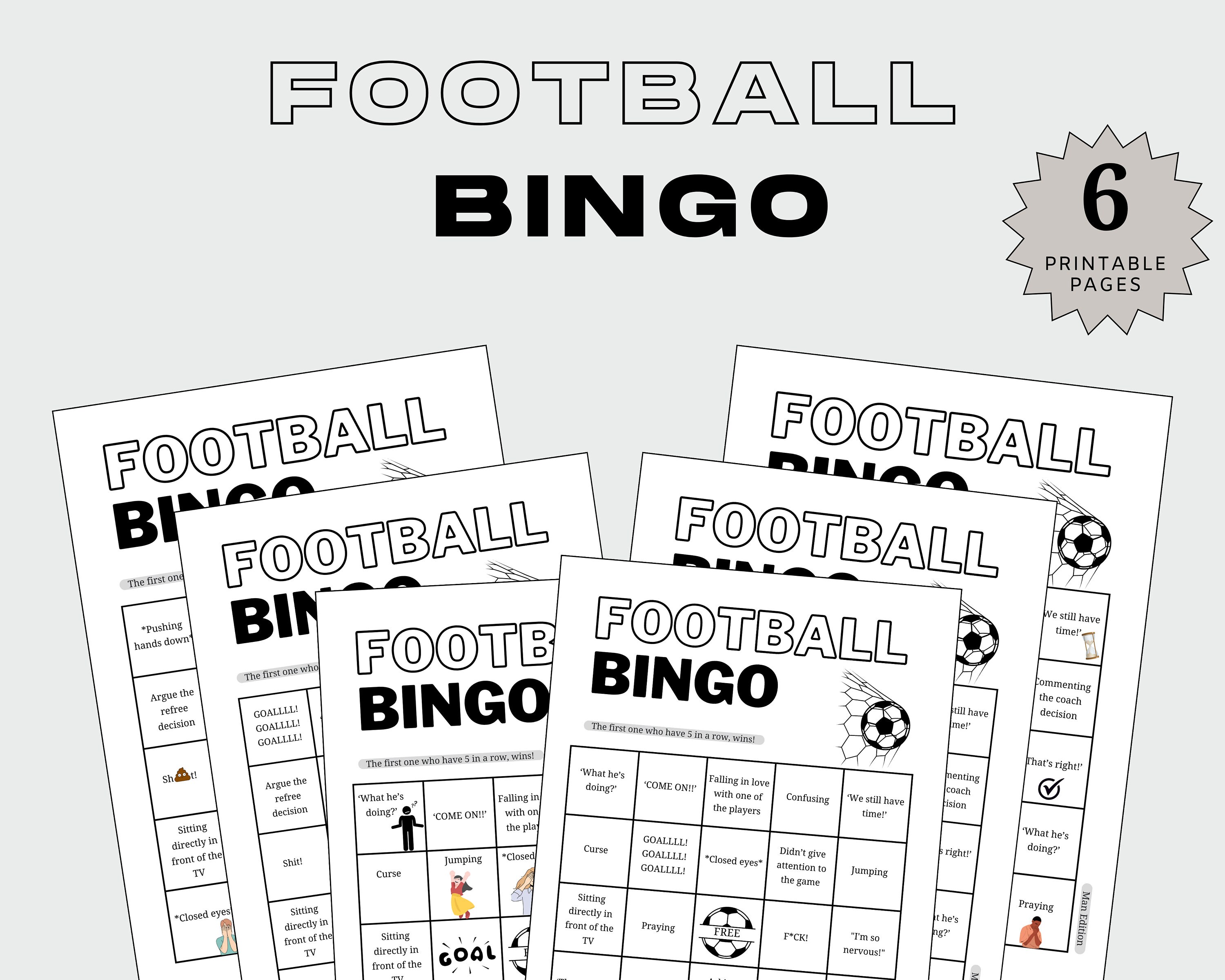 Football Bingo, Game Day Bingo - Husband Edition, Boyfriend Bingo ...