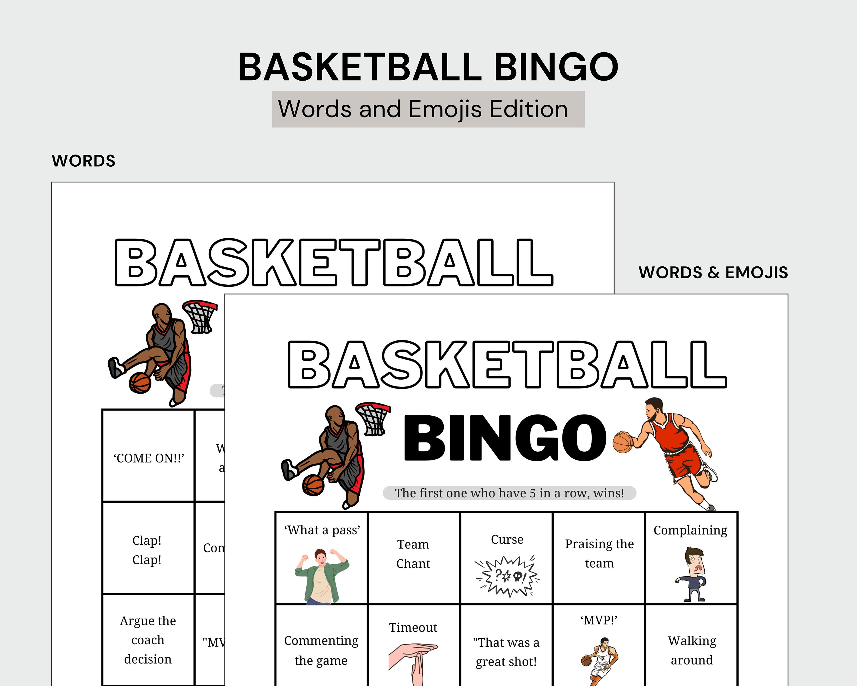 Basketball Bingo, NPL Bingo, NBA Bingo, Game Day Bingo - Husband ...