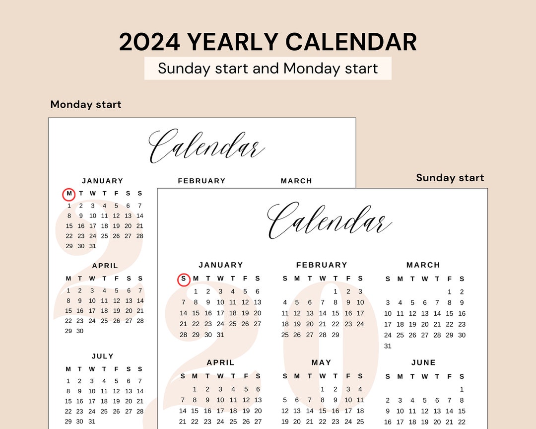 2024 YEARLY CALENDAR - Etsy
