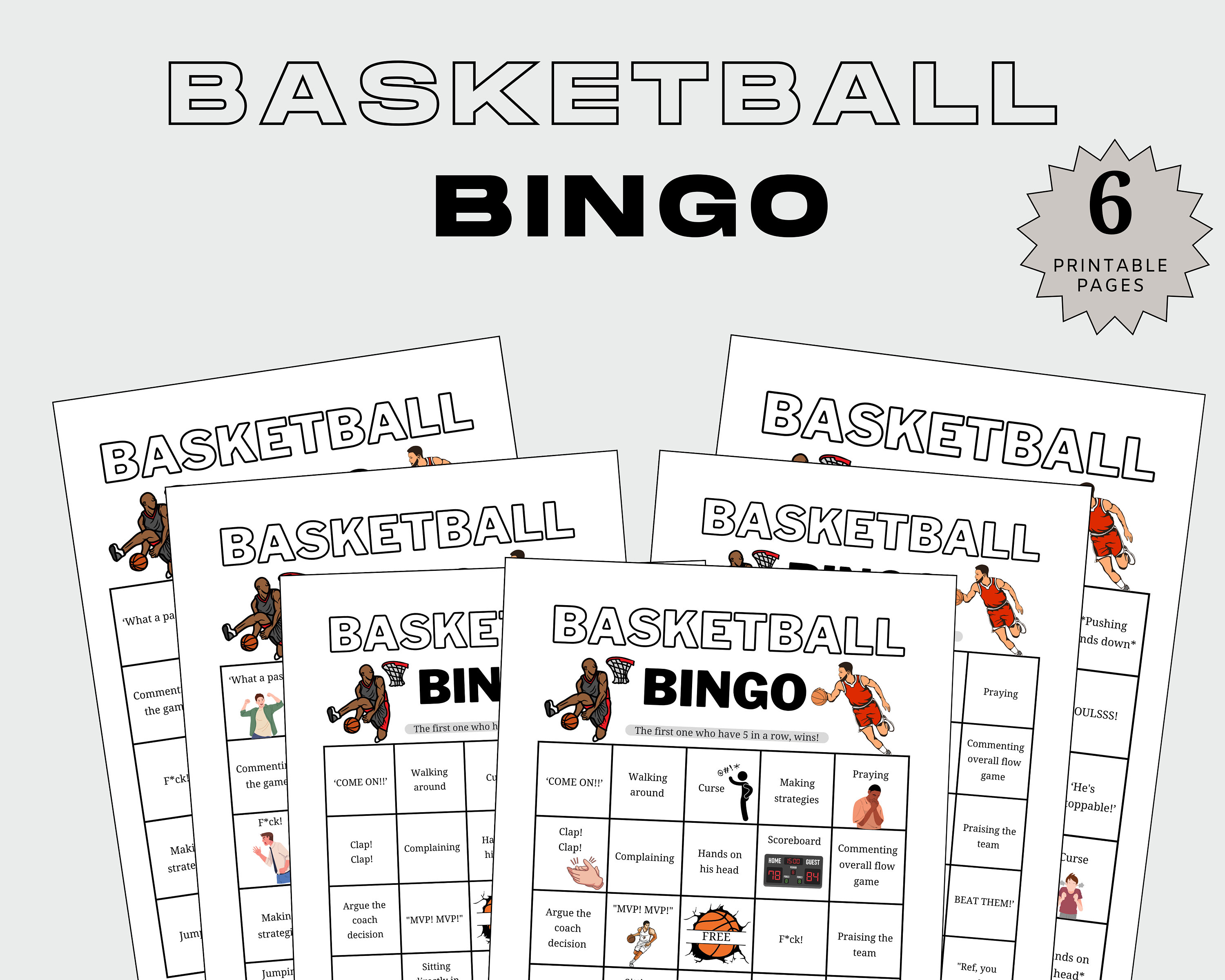 Basketball Bingo, NPL Bingo, NBA Bingo, Game Day Bingo - Husband ...
