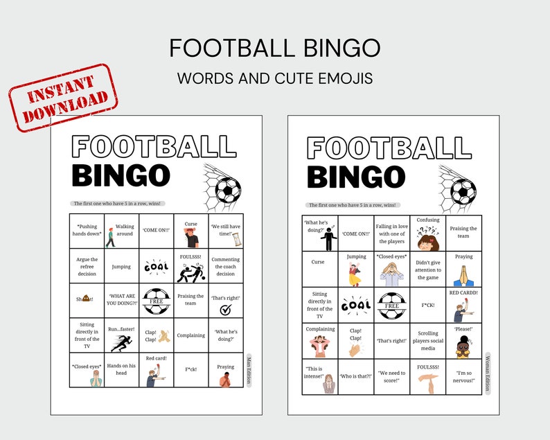 Football Bingo, Game Day Bingo - Husband Edition, Boyfriend Bingo ...