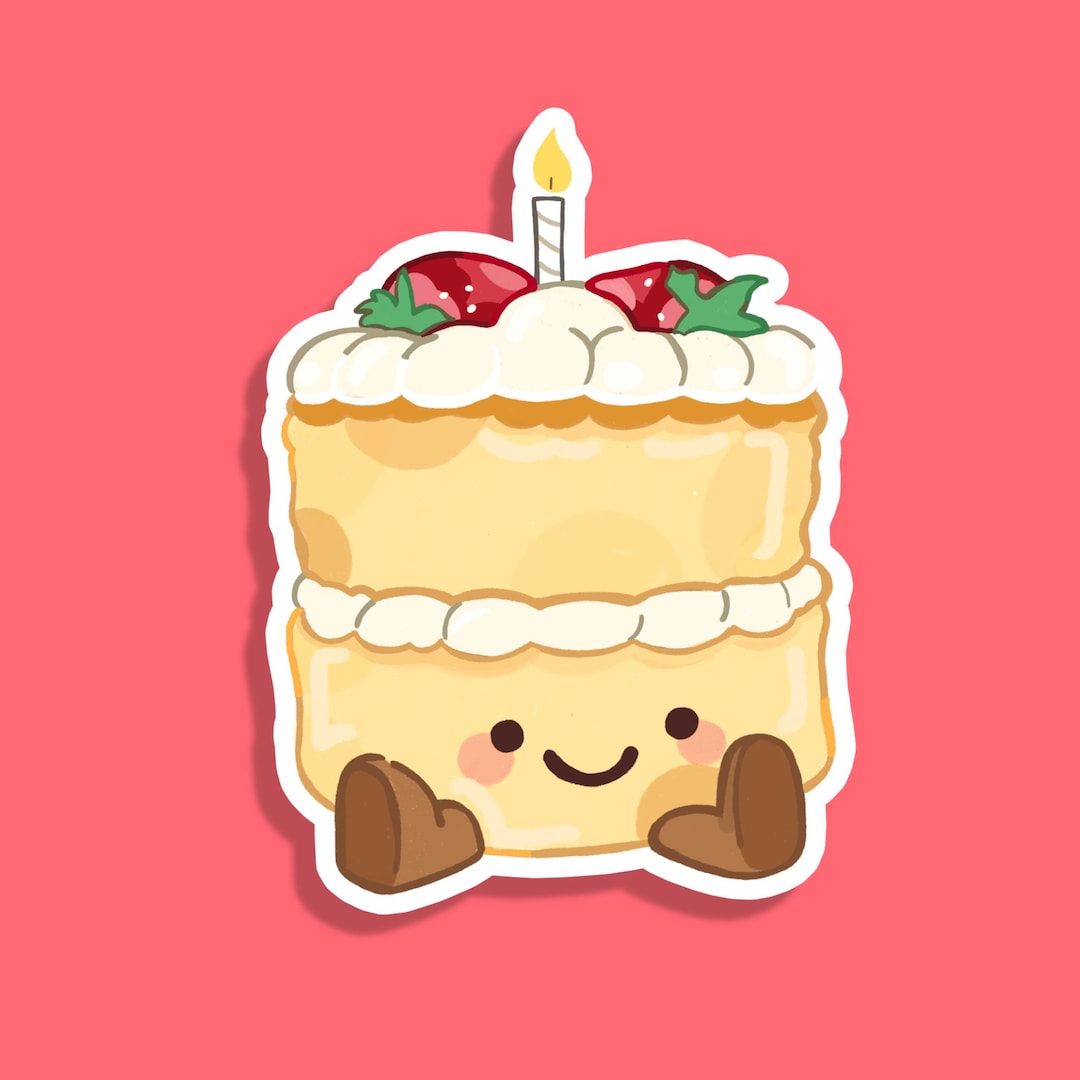 Kawaii Cake Sticker | Laptop, Water Bottle Decal - Etsy