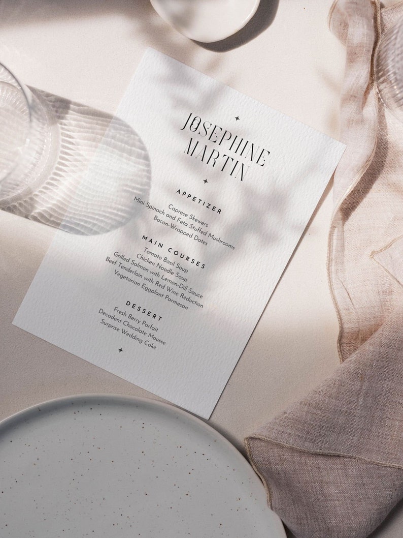 Menus With Name Wedding Menu Card and Name Tag Wedding Menu - Etsy