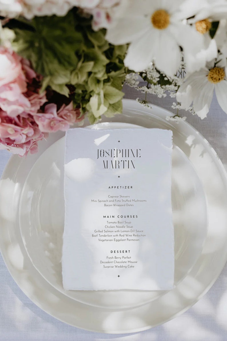 Wedding Menu With Name Tag Menu Card and Name Tag Wedding Menu With ...