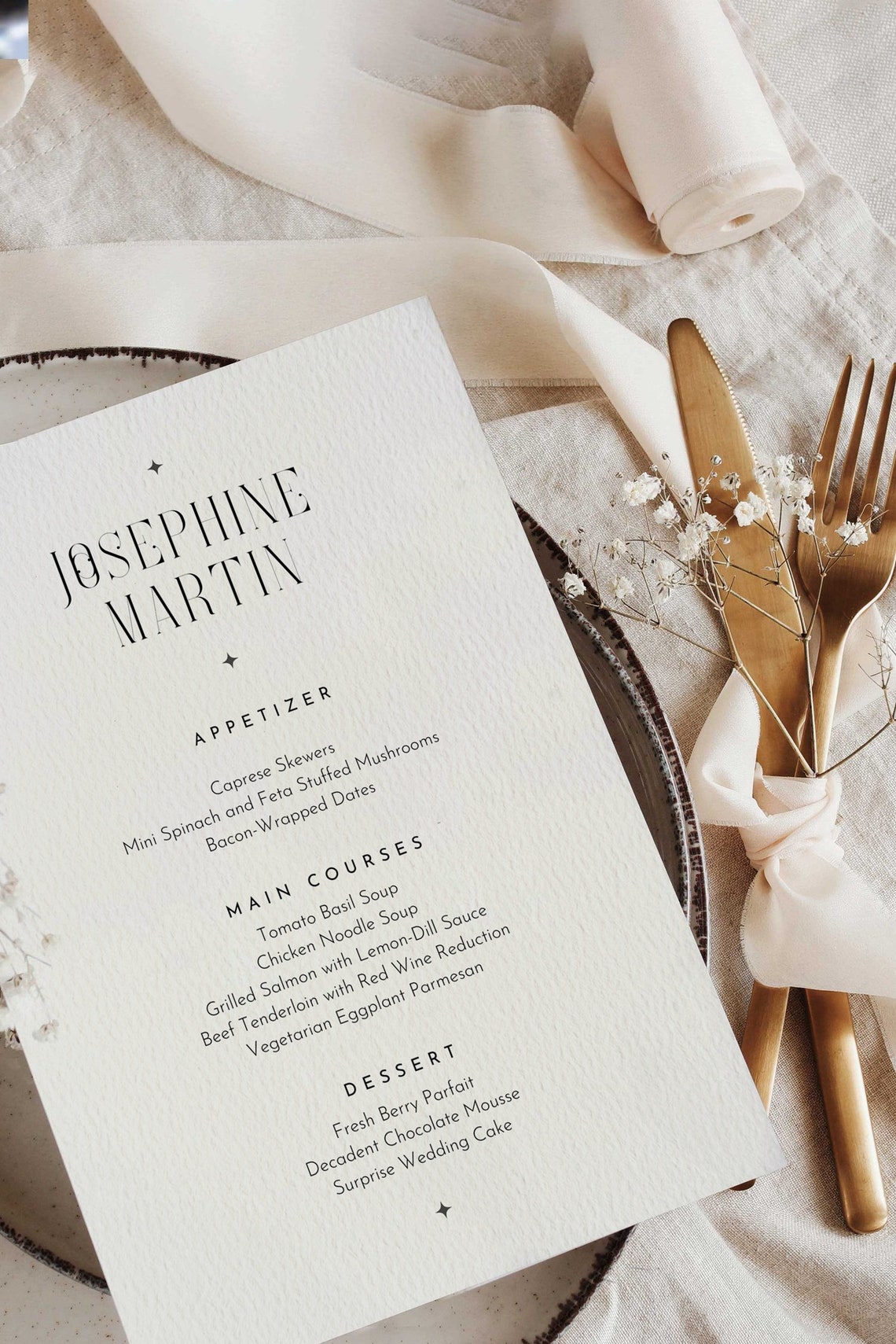 Menus With Name Wedding Menu Card and Name Tag Wedding Menu - Etsy