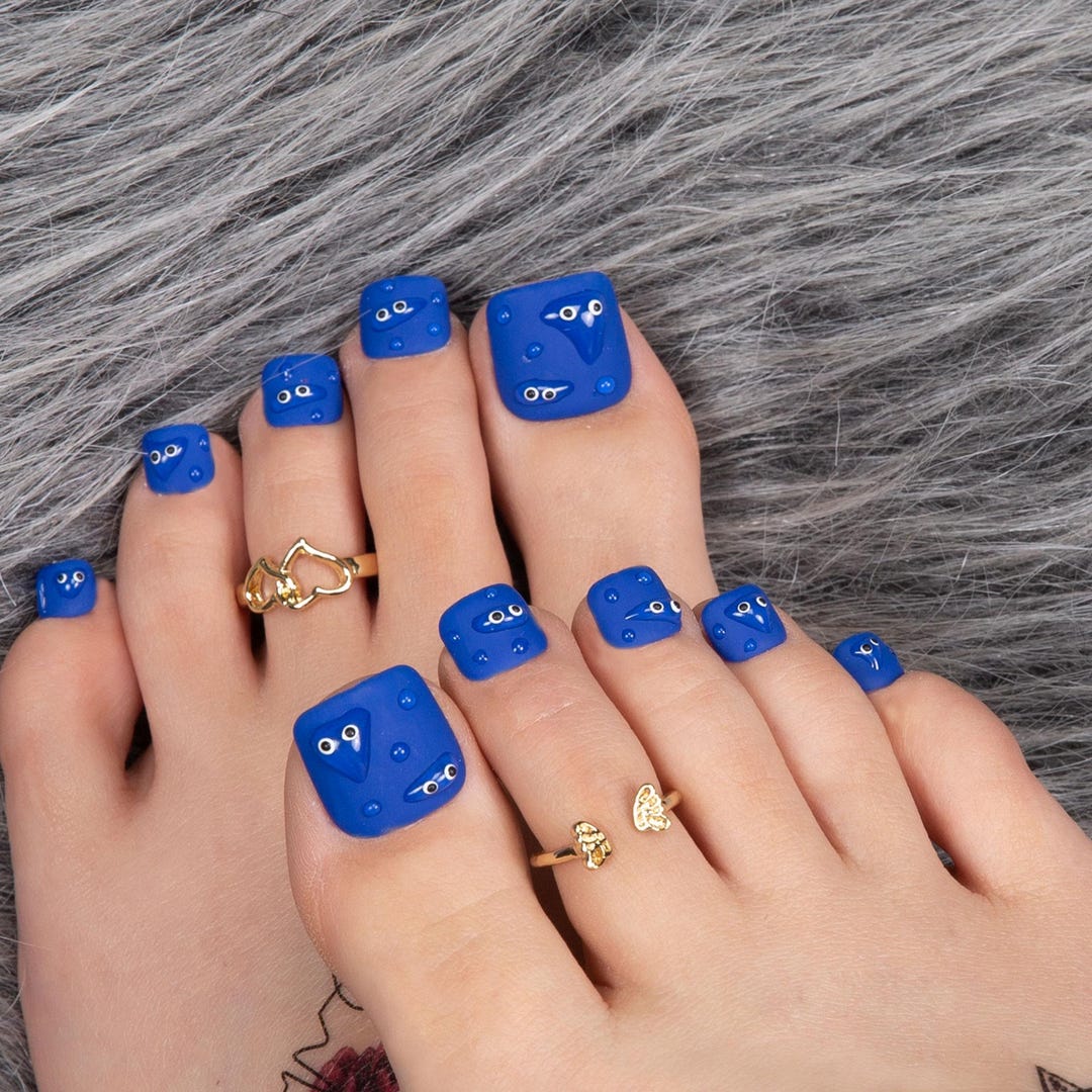 20 Piece Blun 3D Cartoon Handmade Press on Toenails - Funky Cute Party ...